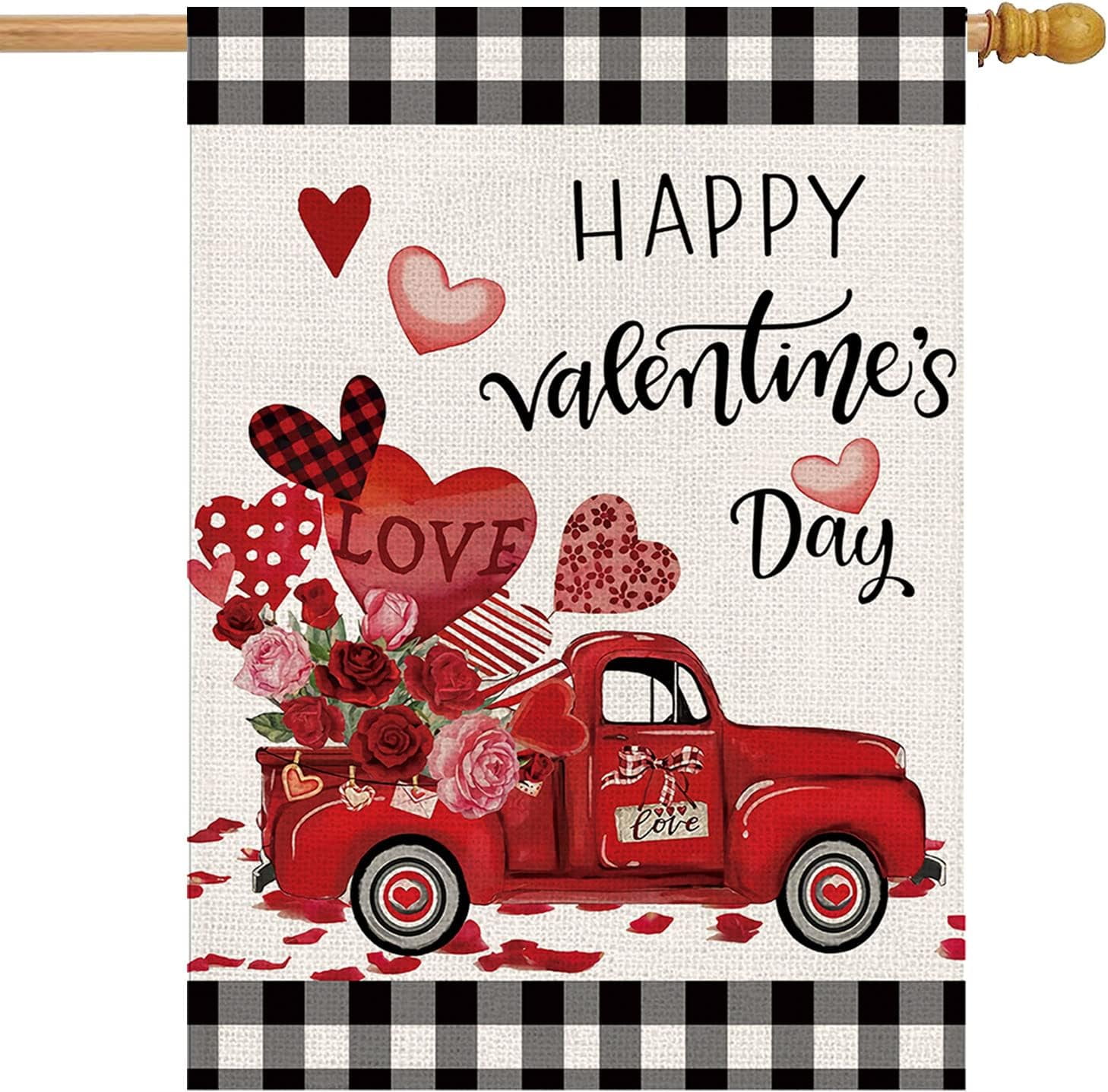 Valentines Day Flags for Outdoors 28x40 Double Sided Large Happy ...