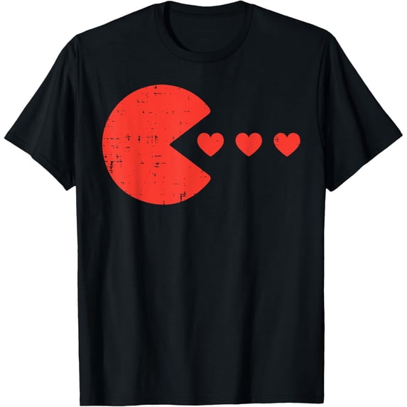 Valentines Day Gamer Eating Hearts Men Boys Kids Youth Teen T-Shirt ...
