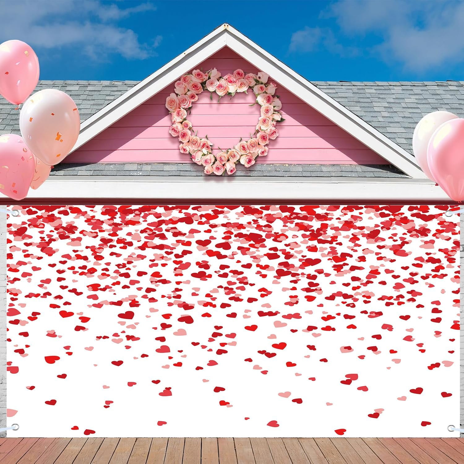 Valentines Day Garage Door Cover Banner Decorations, Romantic Red Pink ...