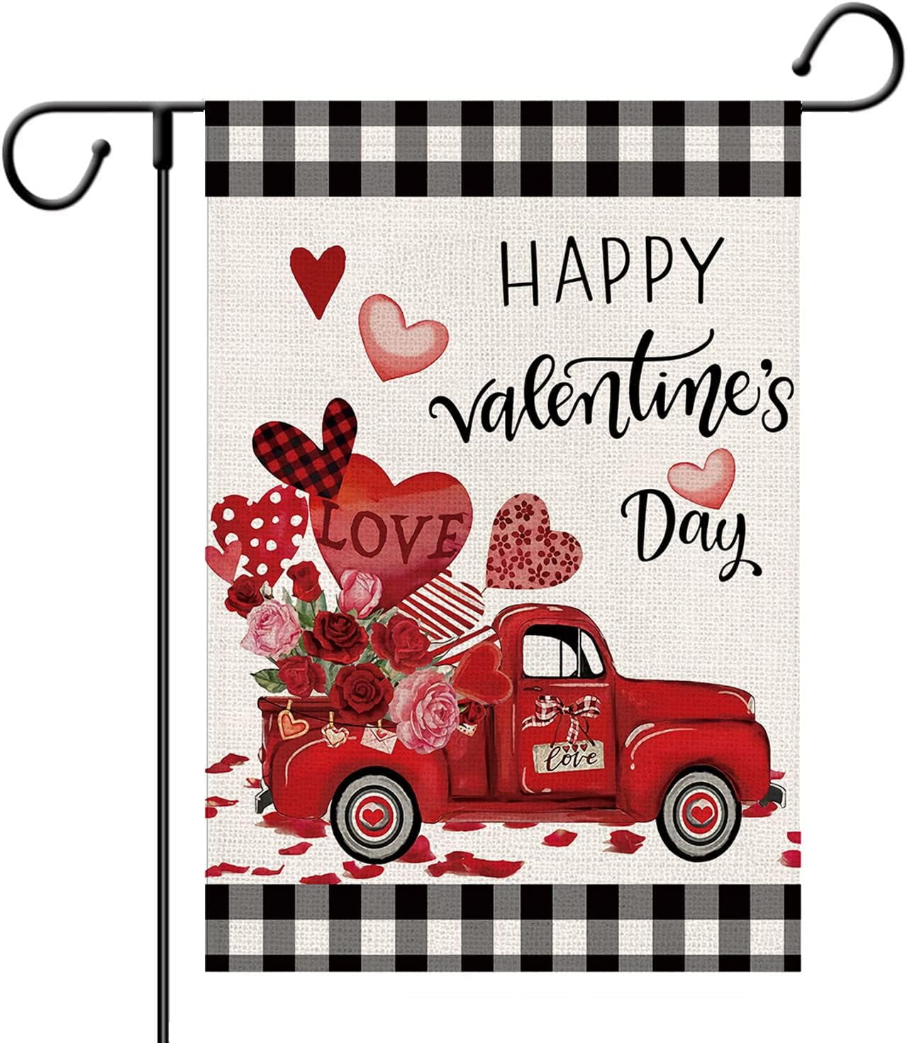 Valentines Day Garden Flag 12.5x18 Small Truck Heart February Yard ...