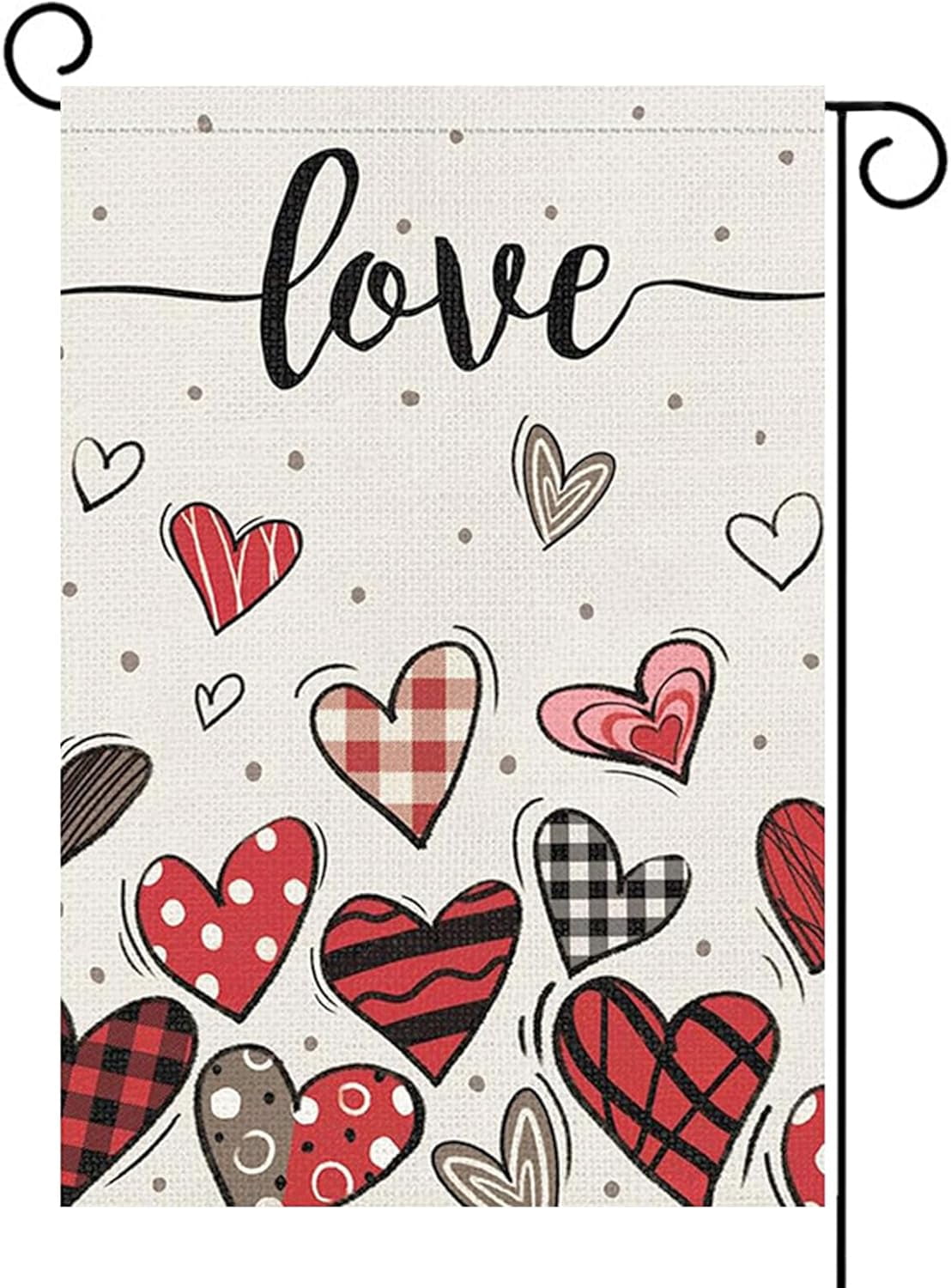 Valentines Day Garden Flag 12x18 Double Sided Outside, Small Burlap ...