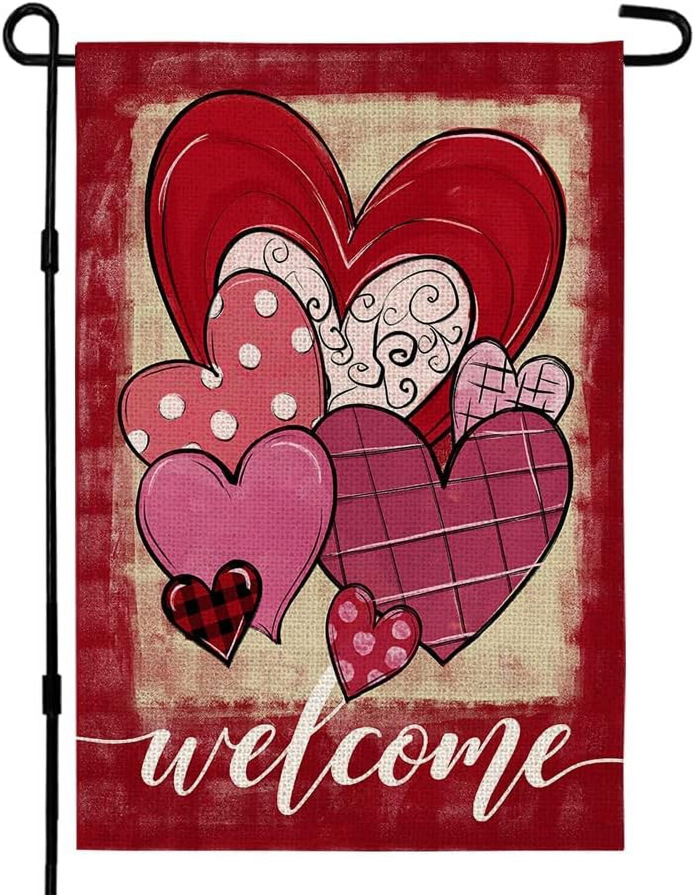 Valentines Day Garden Flag Double Sided for Outside Heart Small Holiday ...