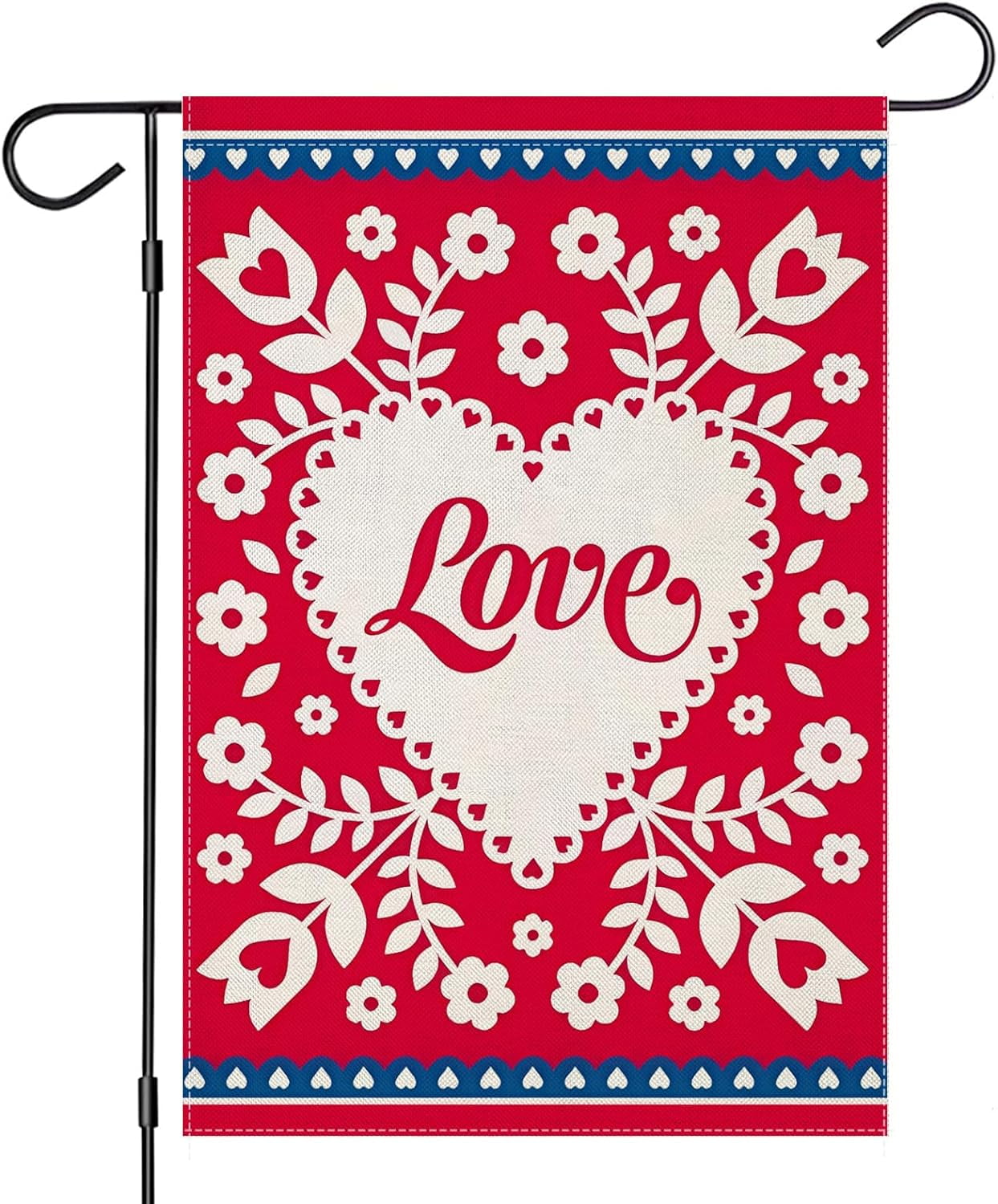 Valentines Day Garden Flags for Outside , Love Heart with Flowers Small ...
