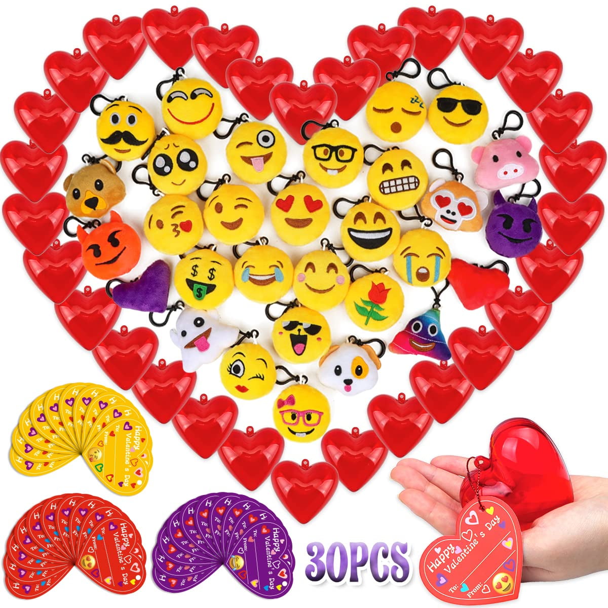 Valentines Day Gifts Cards for Kids - 30 Packs Filled Hearts Valentines ...