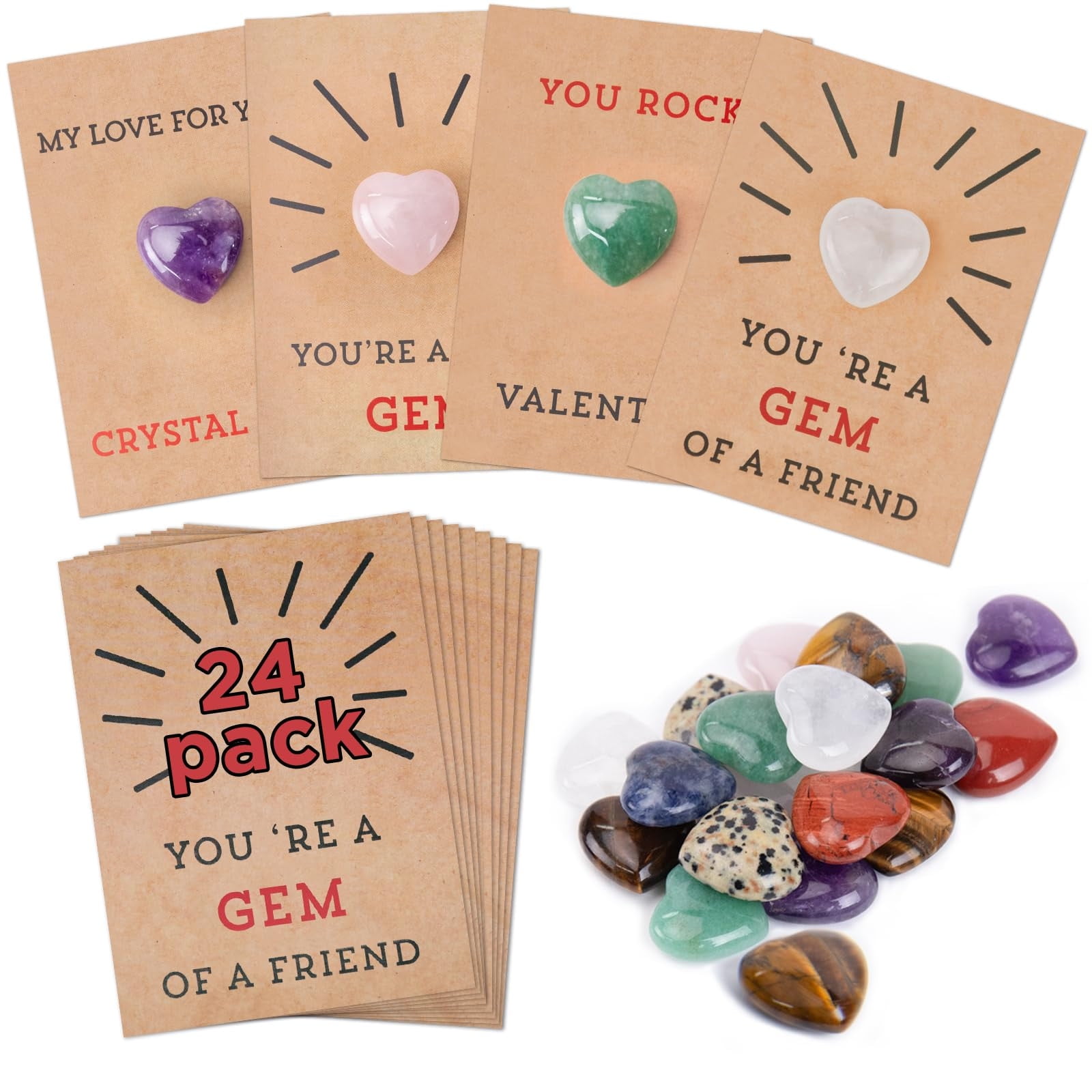 Valentines Day Gifts For Kids 24 Pack Valentines Cards With Heart-Shape ...