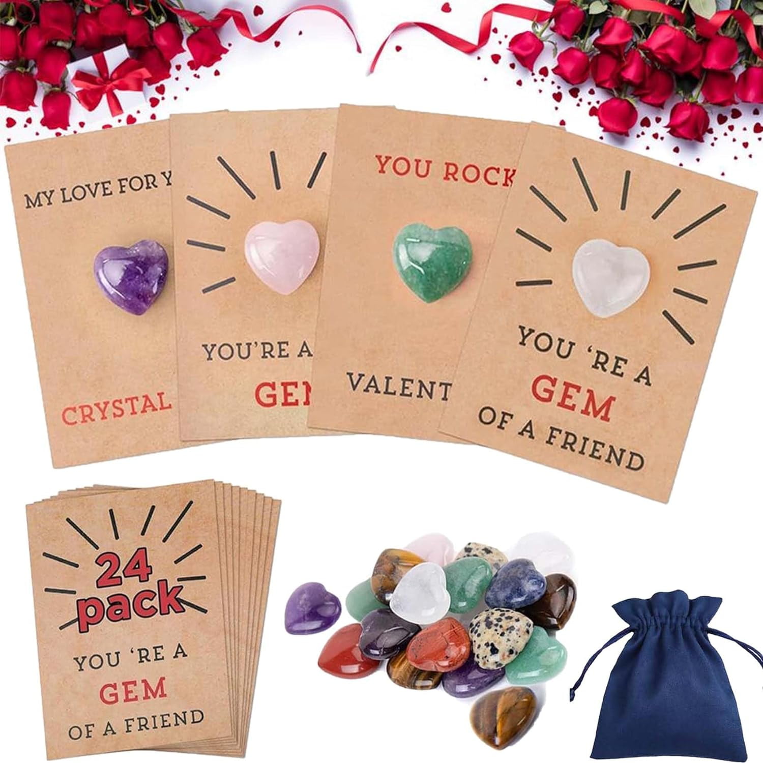 Valentines Day Gifts for Kids - 24 Pack Valentines Cards with Heart ...