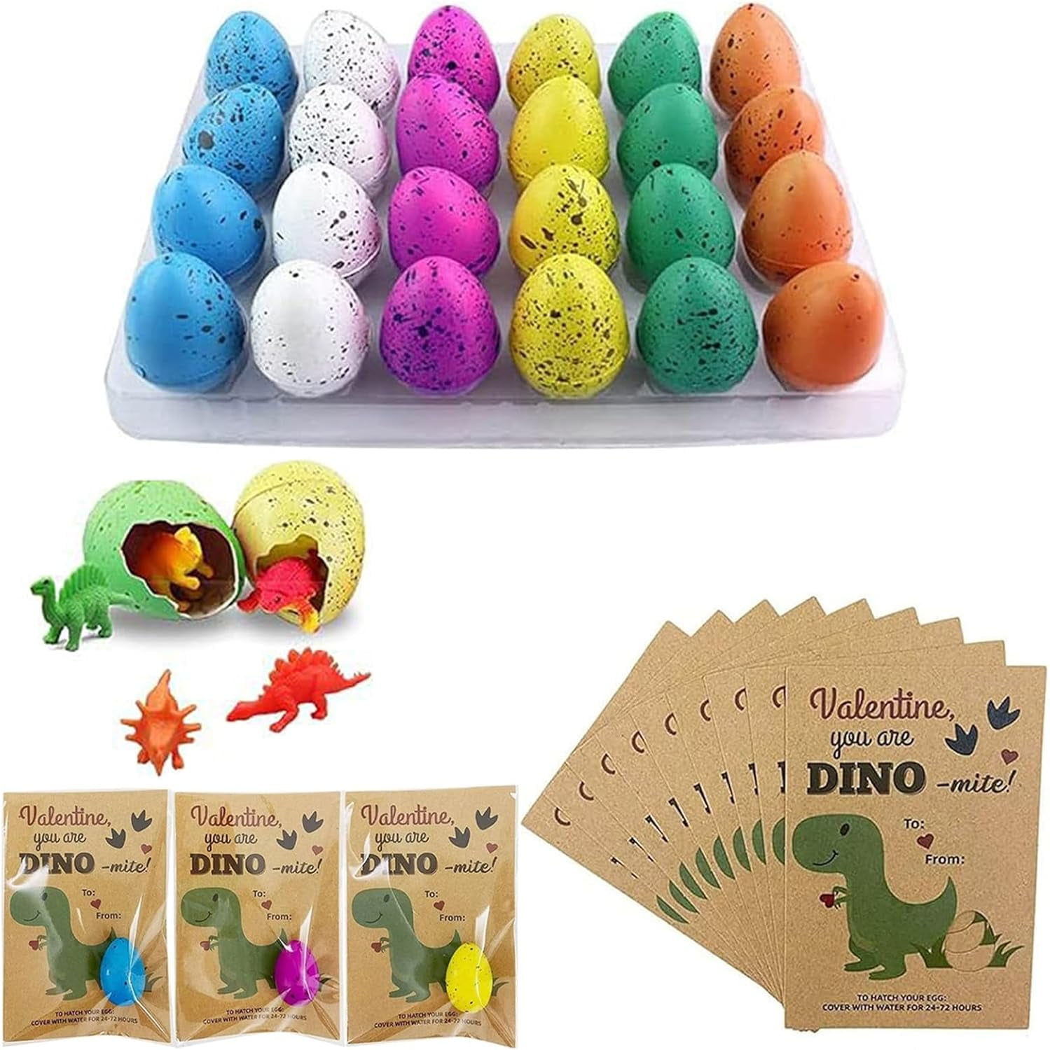 Valentines Day Gifts for Kids - 24 Pack Dinosaur Egg Hatching Card Bulk ...