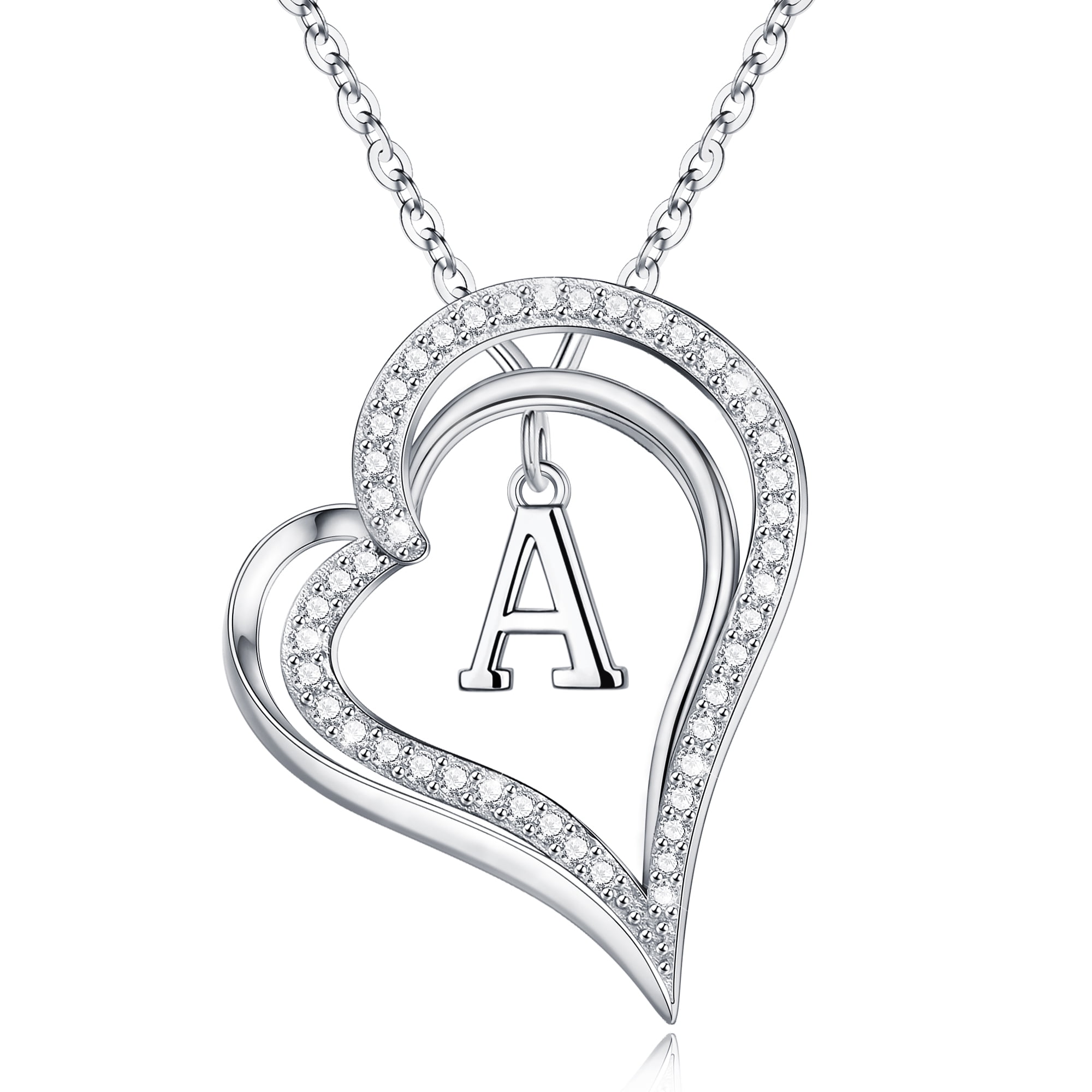 Valentines Day Gifts， S925 Sterling Silver Love Heart Pendant for Women AAAAA+ Cubic Zirconia ...