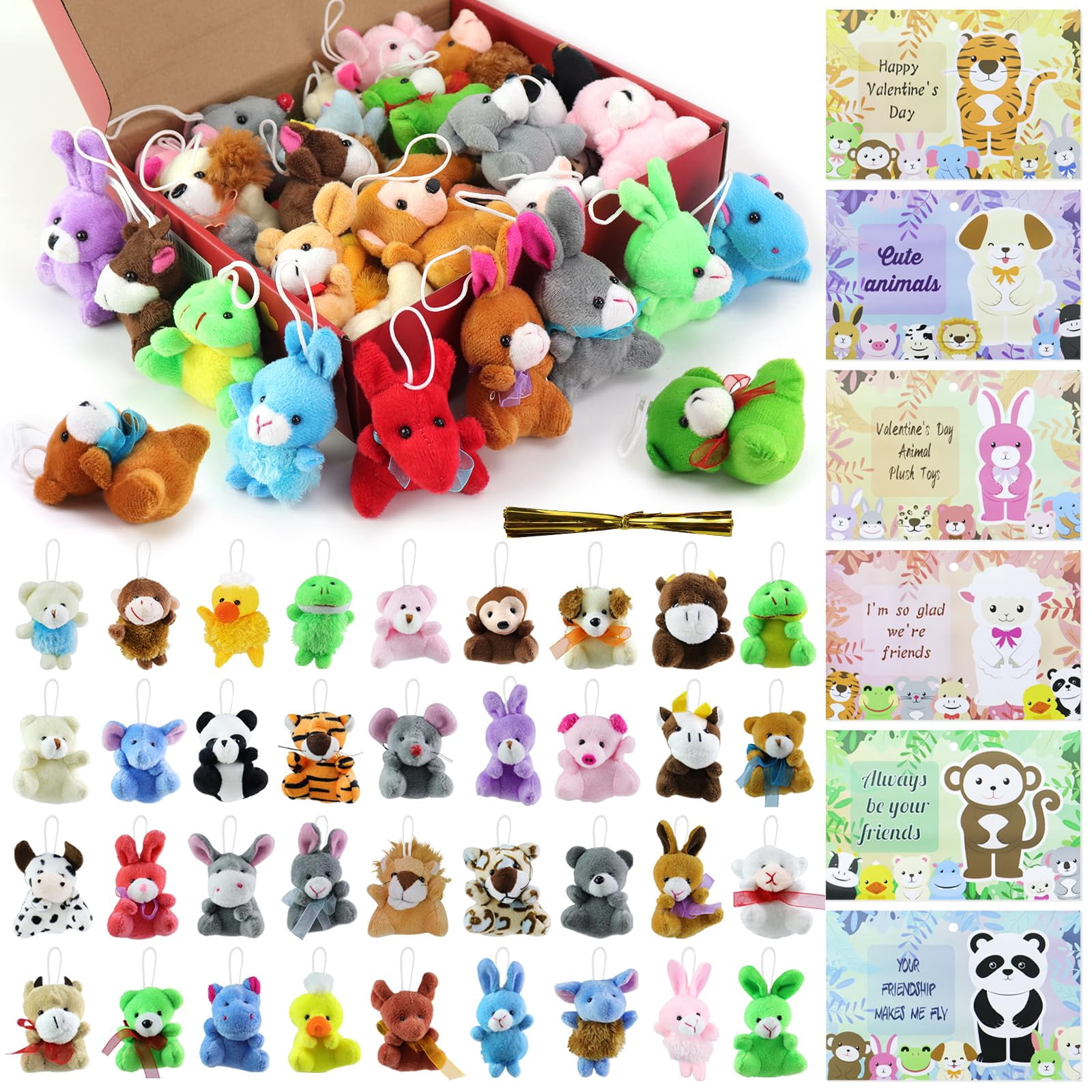 Valentines Day GiftsITSC Cards for Kids, 36 Animal Plush 36 Valentines ...