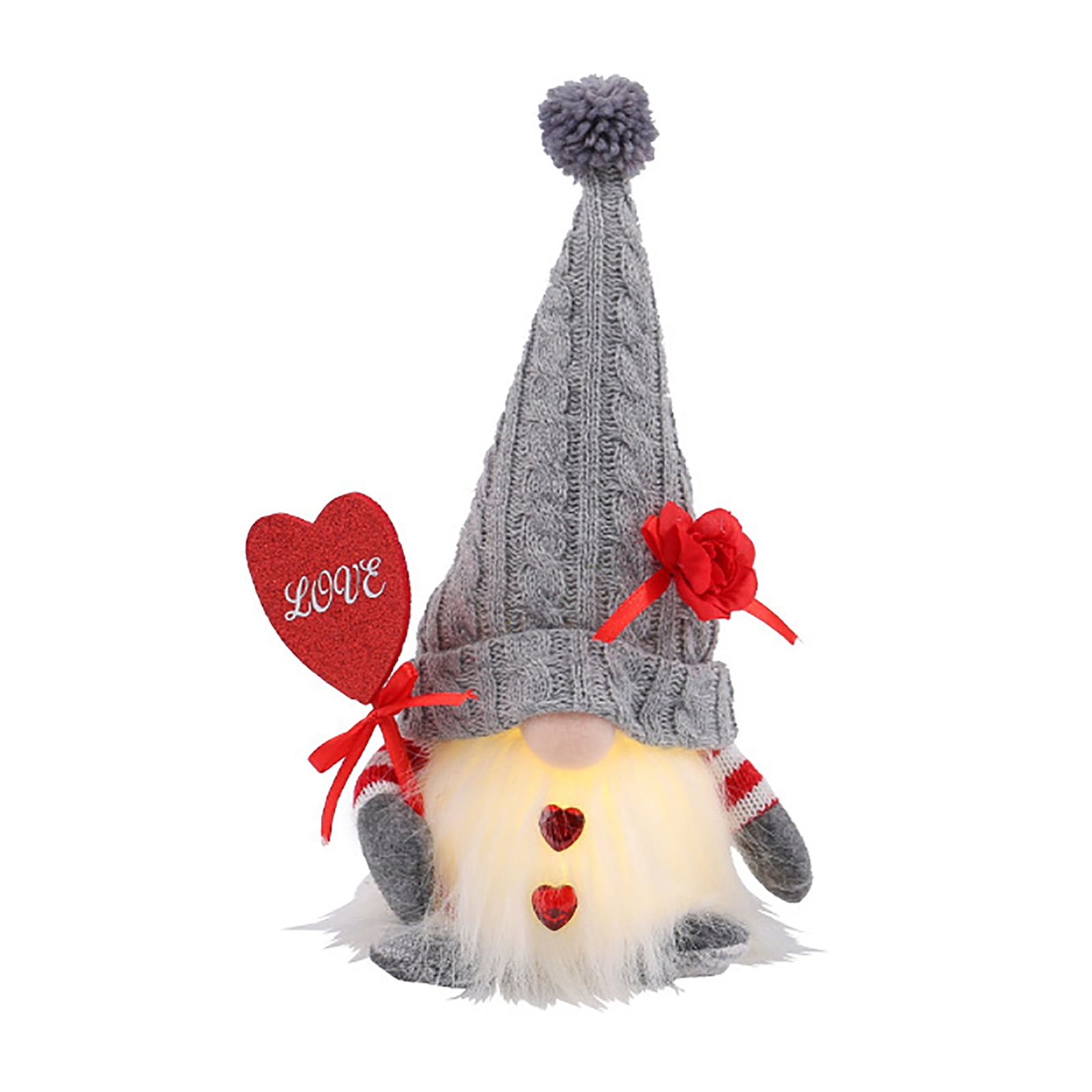 Valentines Day Gnome Plush Elf with LED Lights Scandinavian Tomte Elf ...