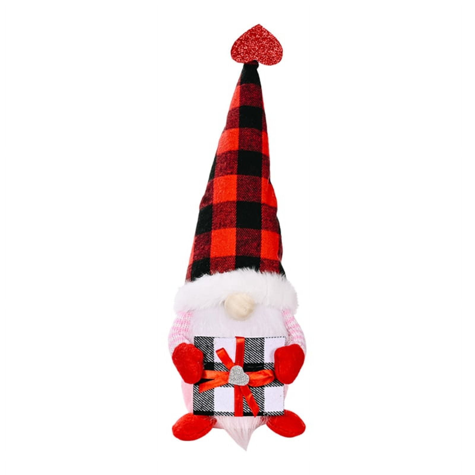 Valentines Day Gnome Plush Scandinavian Tomte Elf Decorations Plaid Hat ...