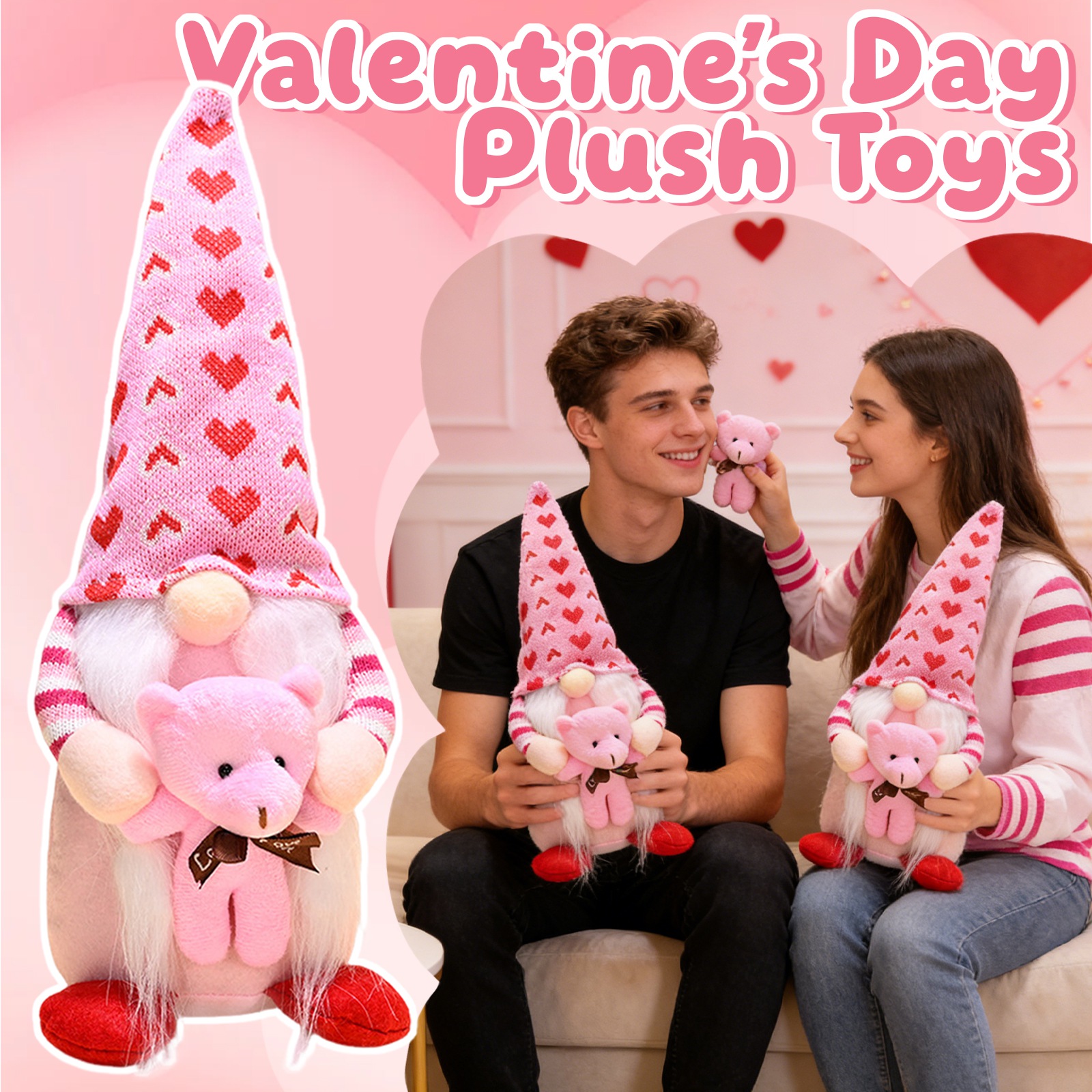 Valentines Day Gnomes Plush Gifts Cute Vlanetine's Day Decorative Gnome ...