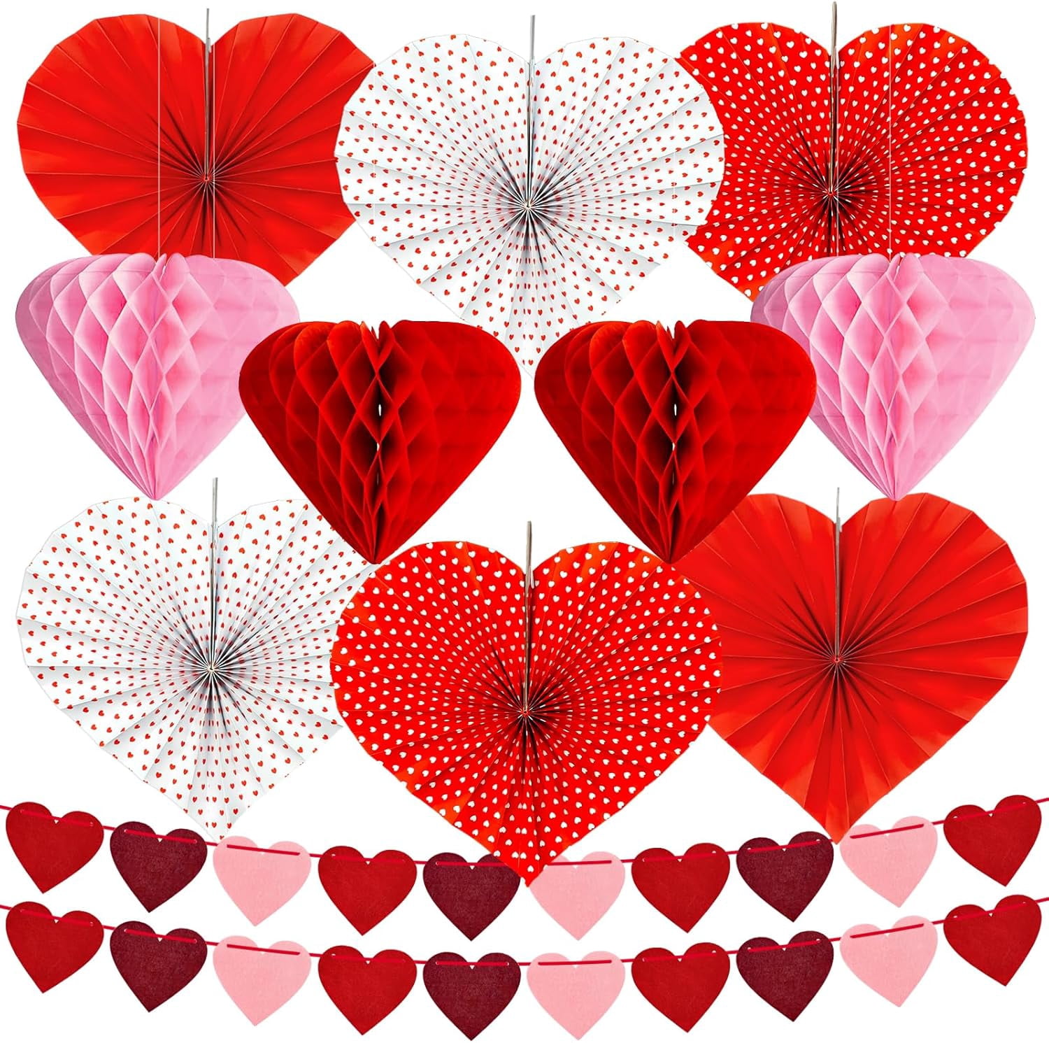 Valentines Day Hanging Decorations - 12Pcs Hanging Hearts for Ceiling ...