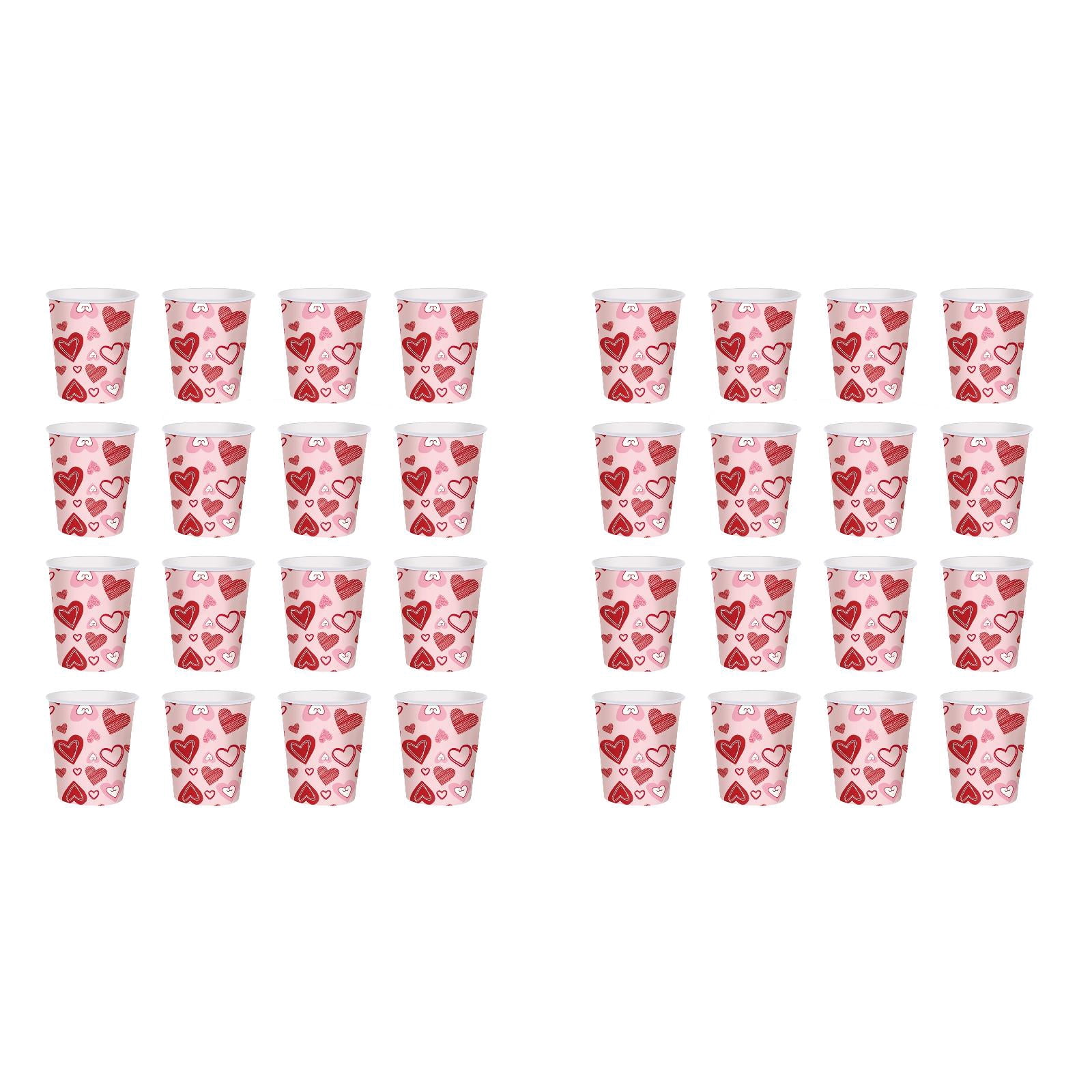 Valentines Day Heart Paper Cups, Ngxiha Red and Pink Love Heart Design ...