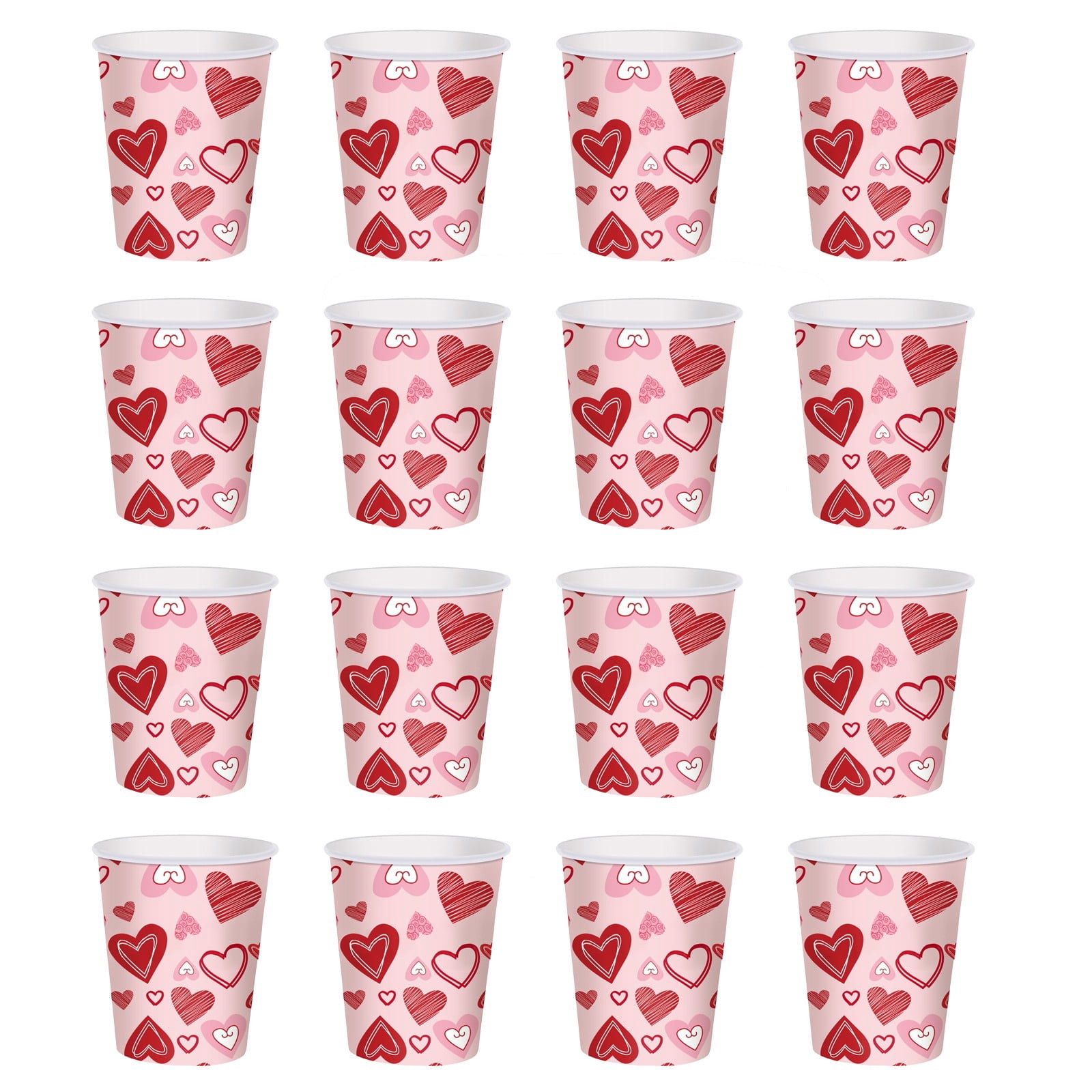 Valentines Day Heart Paper Cups, Ngxiha Red and Pink Love Heart Design ...
