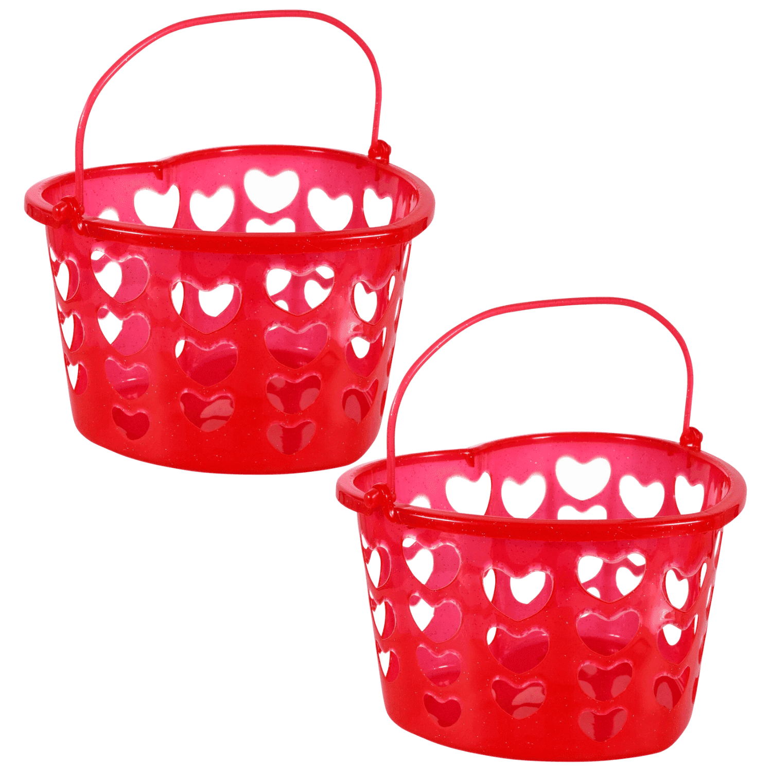 Heart Shaped Red Baskets with Handle, Plastic Home Organizer for ...