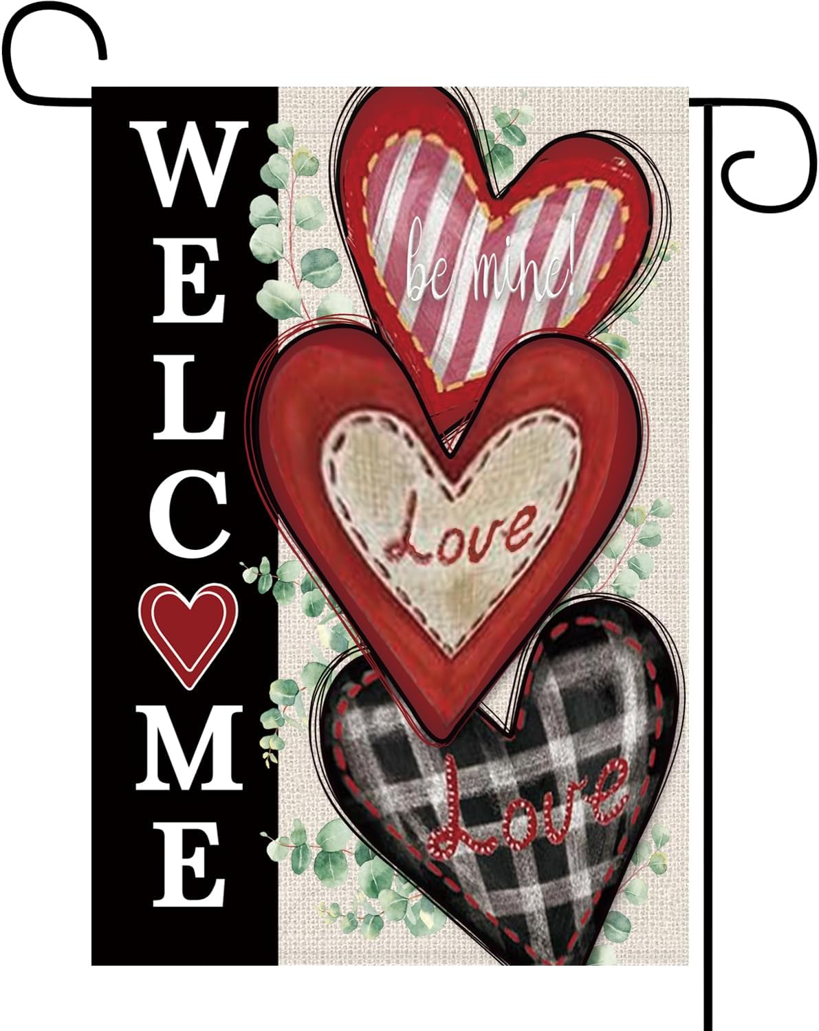 Valentines Day Hearts Garden Flag 12x18 Inch Outside Double Sided ...