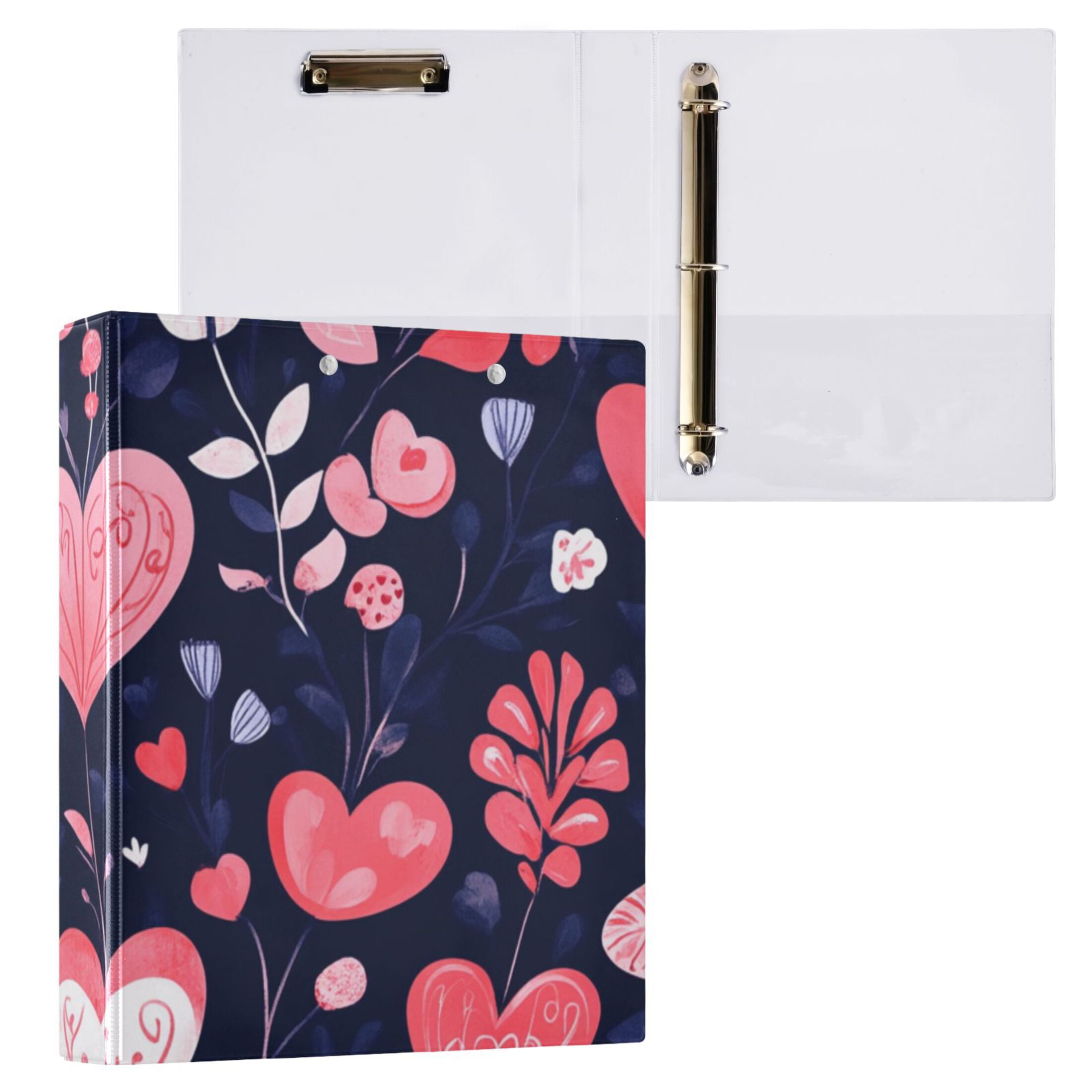 Valentines Day Hearts and Leaves 3 Ring Binders 1.5 inch Hardcover File ...