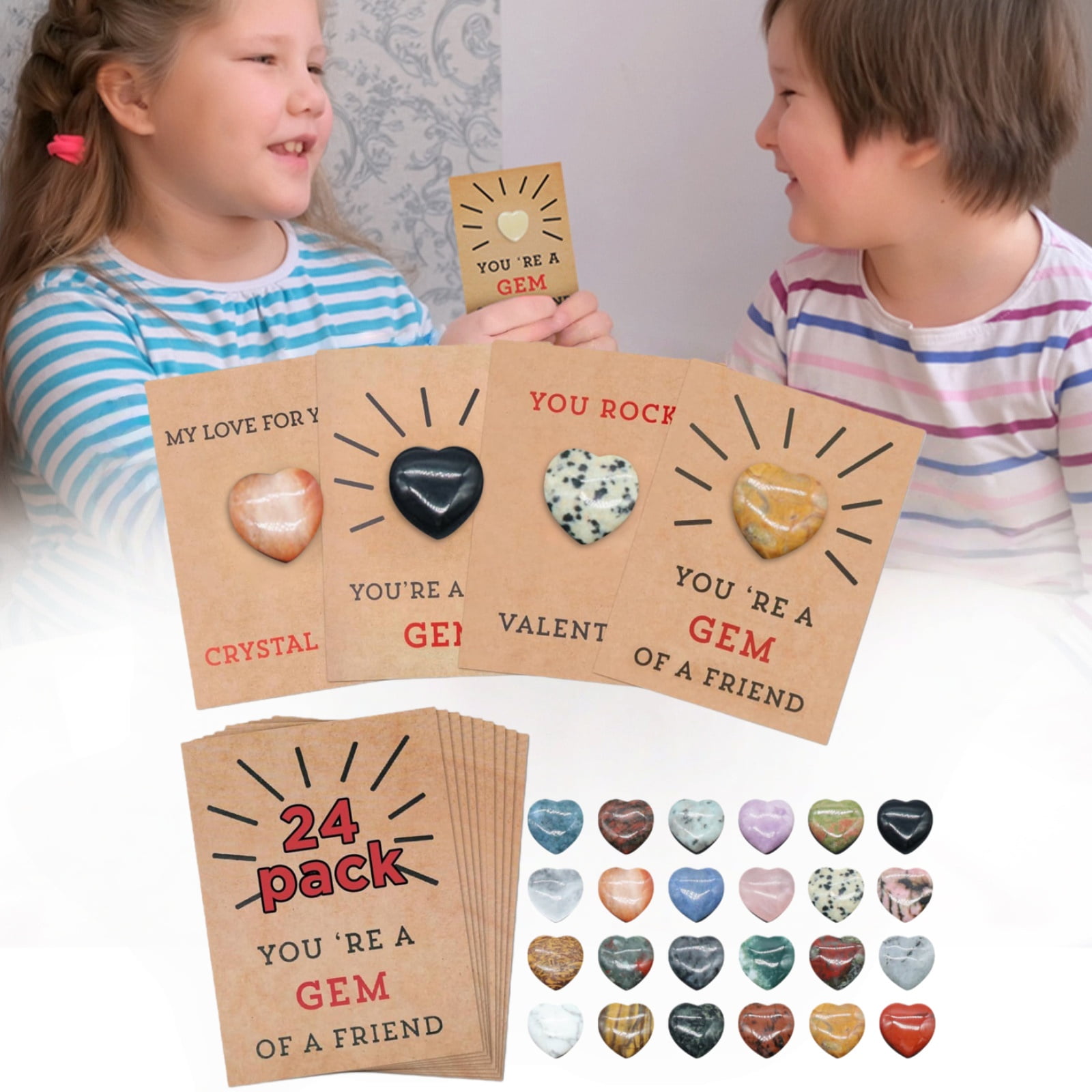 Valentines Day Hug Cards Set - 24 Pack Valentines Hug Cards Set with ...