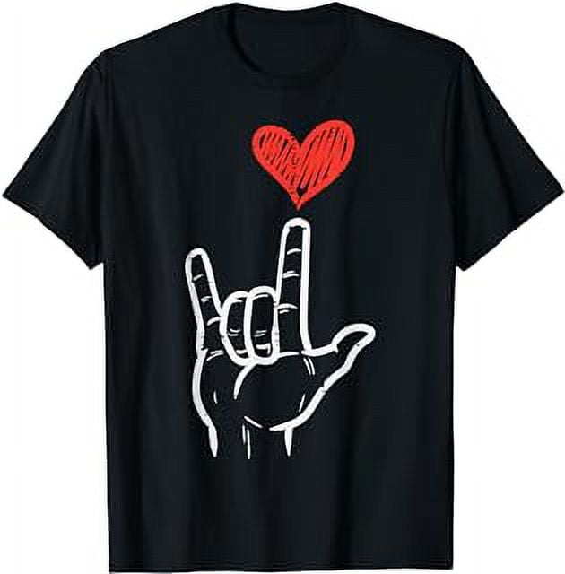 Valentines Day I Love You Hand Sign ASL Heart Women Kids Men T-Shirt ...