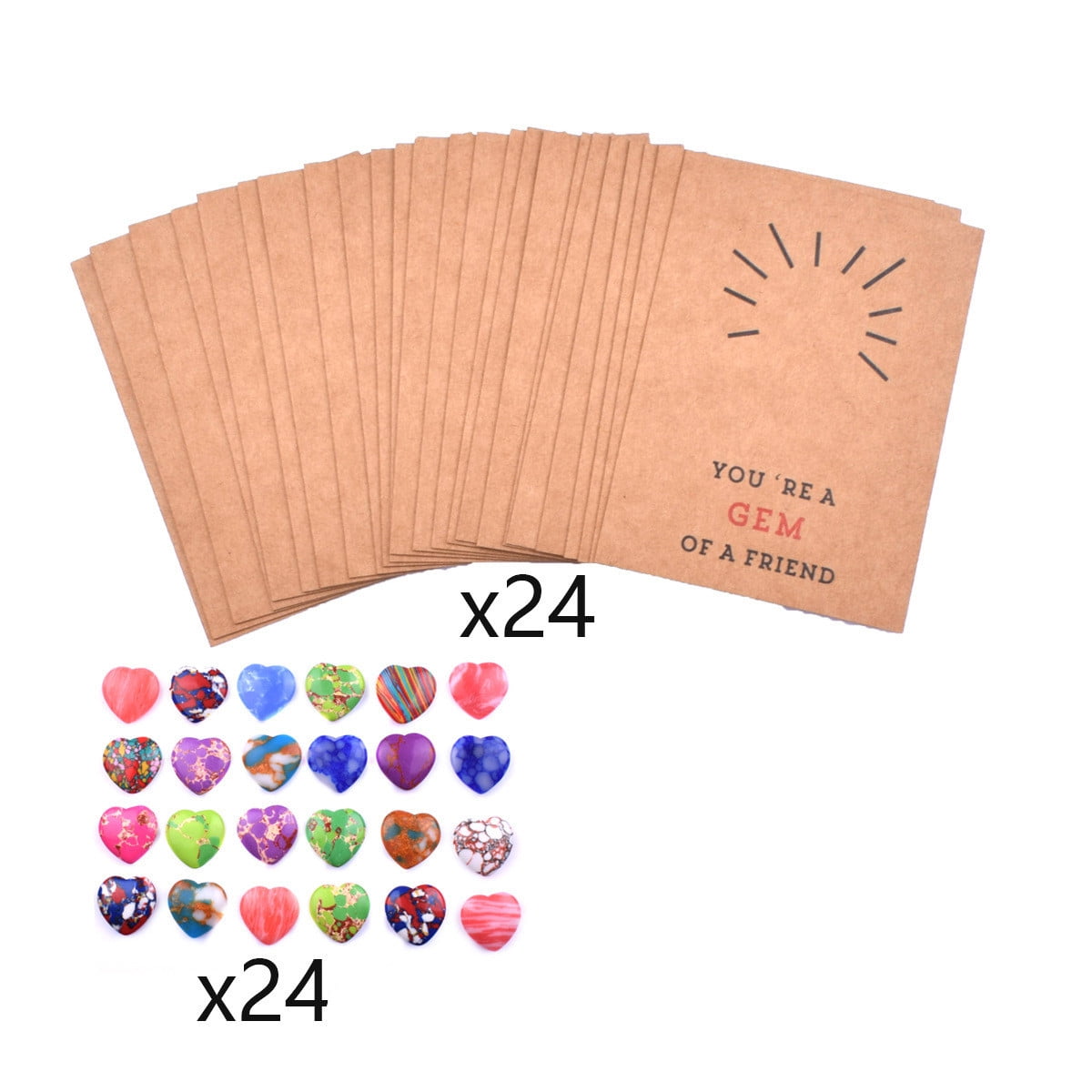 Valentines Day Kids Gift Pack 24-Pack Heart-Shaped Valentine Cards With ...