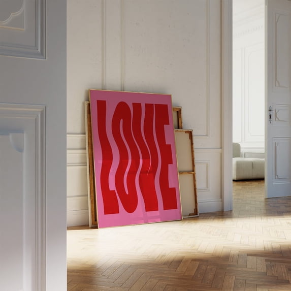 Valentines Day Love Vintage 70s Poster Cool Red Wall Art Retro Wavy ...