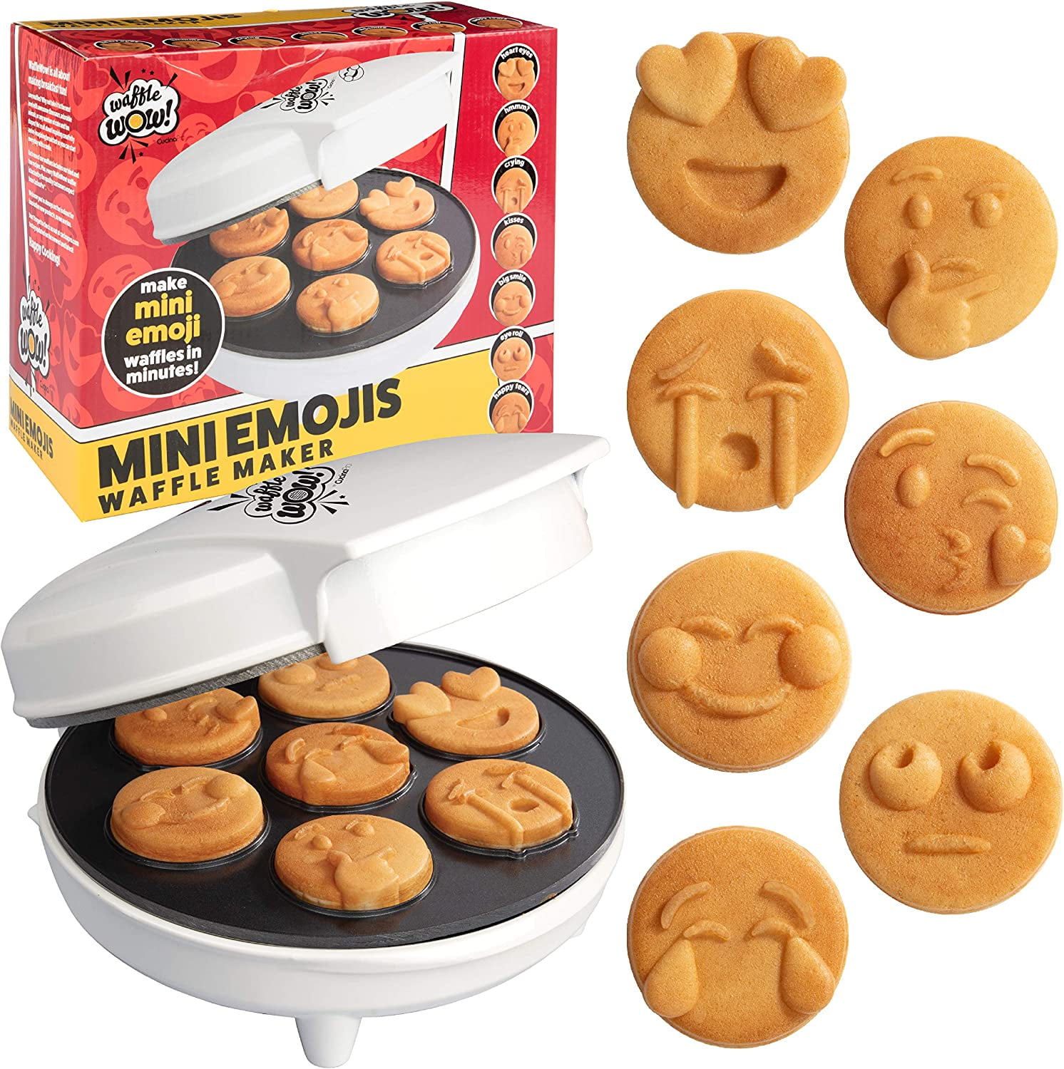 Valentines Day Mini Emojis Waffle Maker for Special Breakfast- 7 Unique ...