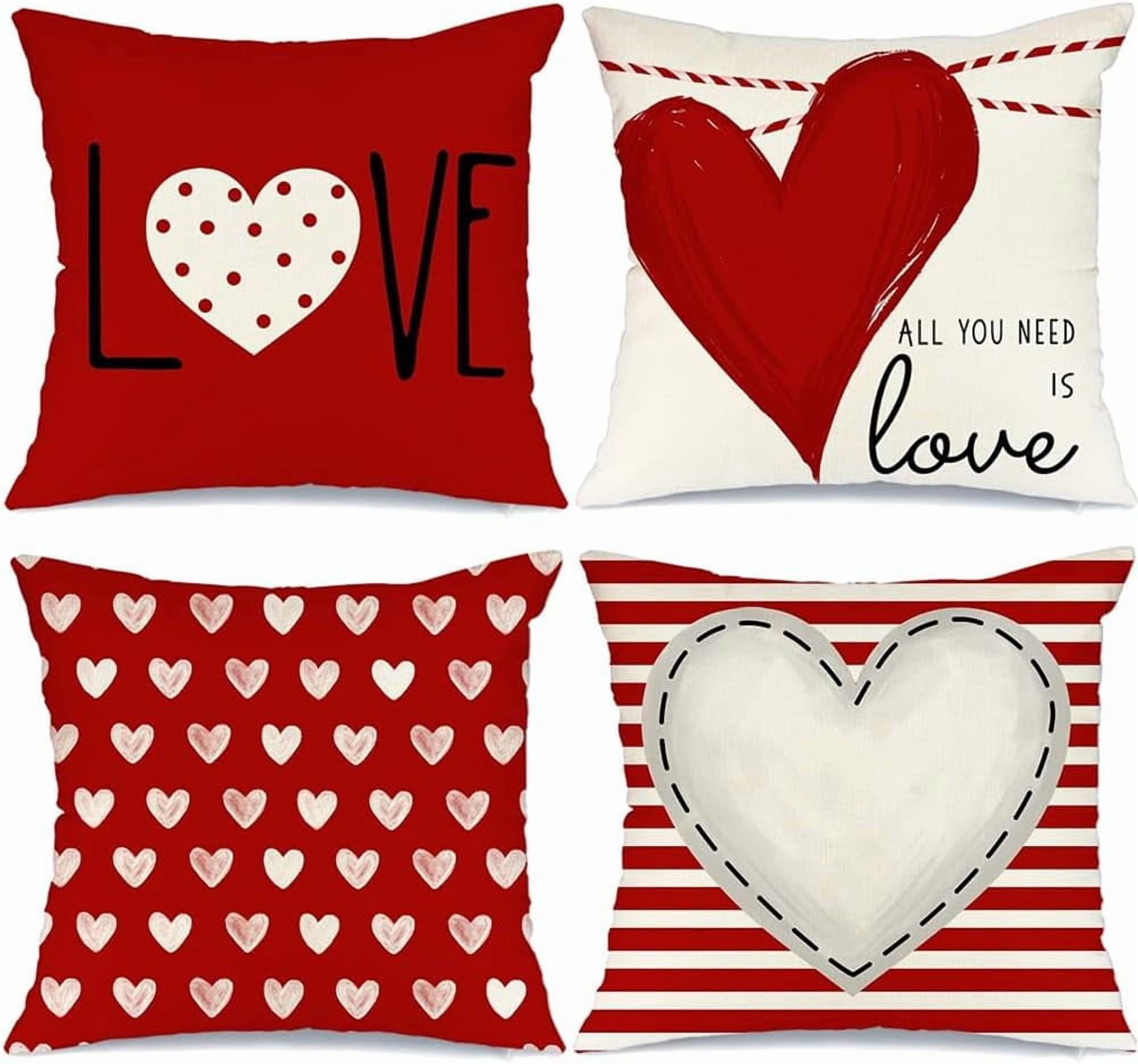 Valentines Day Outdoor Pillow Covers, 18 x 18 inch Set of 4 Waterproof ...