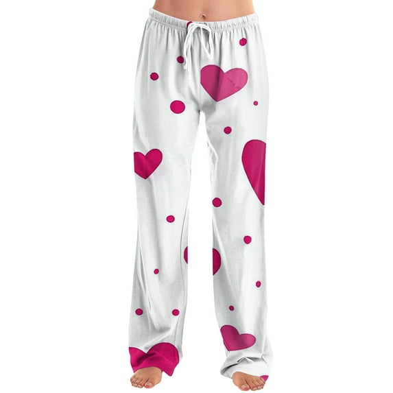 Valentines Day Pajamas for Wife Graphtic Pink Red Loose Pajama Pants ...