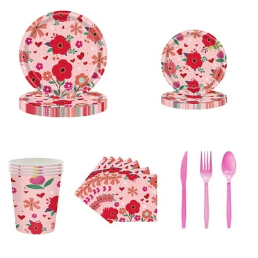 dajkiuy Valentine's DayPaper Plates 20 Pcs Winter Disposable Dinnerware ...