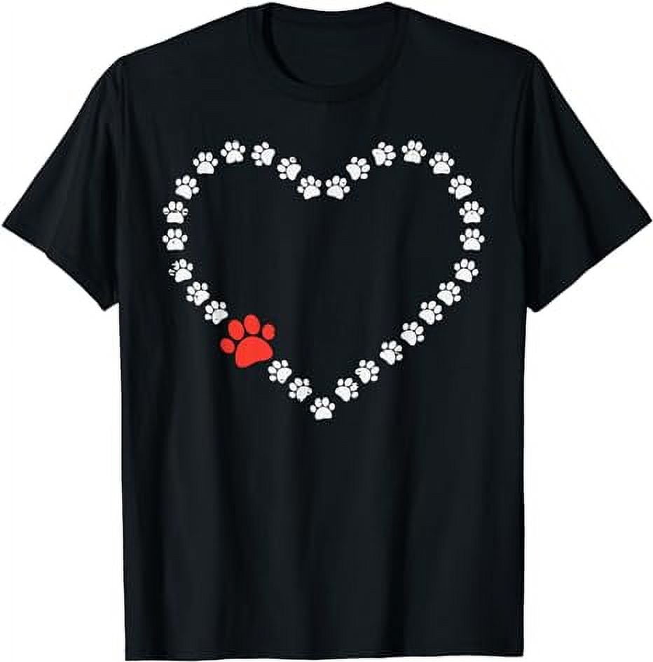 Valentines Day Paw Print Heart Dog Cat Owner Men Women T-Shirt ...