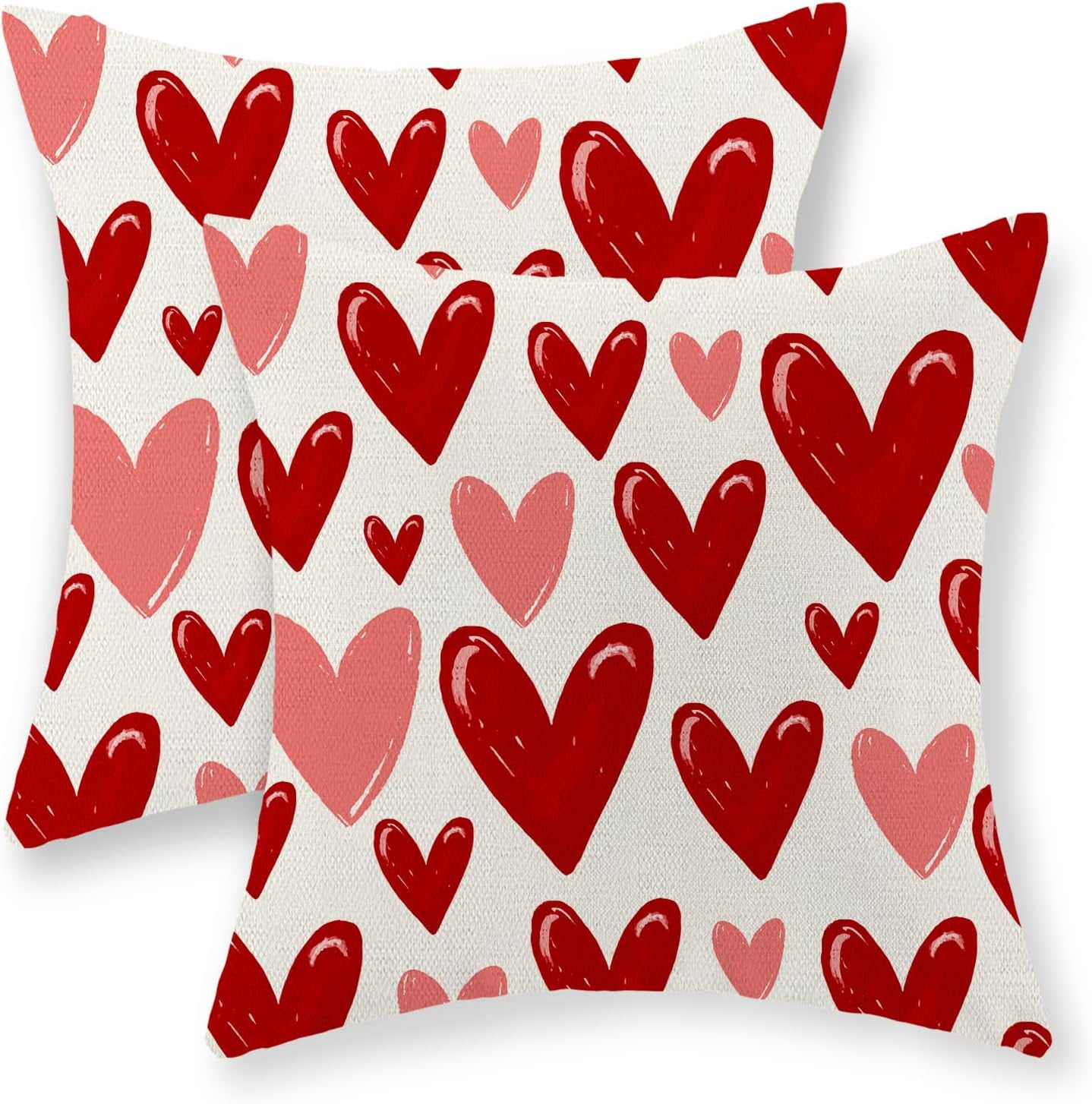 Valentines Day Pillow Covers 20x20 Set of 2, Red Love Heart Decor ...