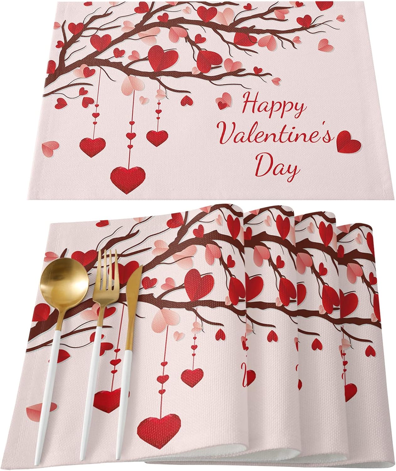 Valentines Day Placemats Set of 6 Happy Valentine''s Day Tablemats for ...