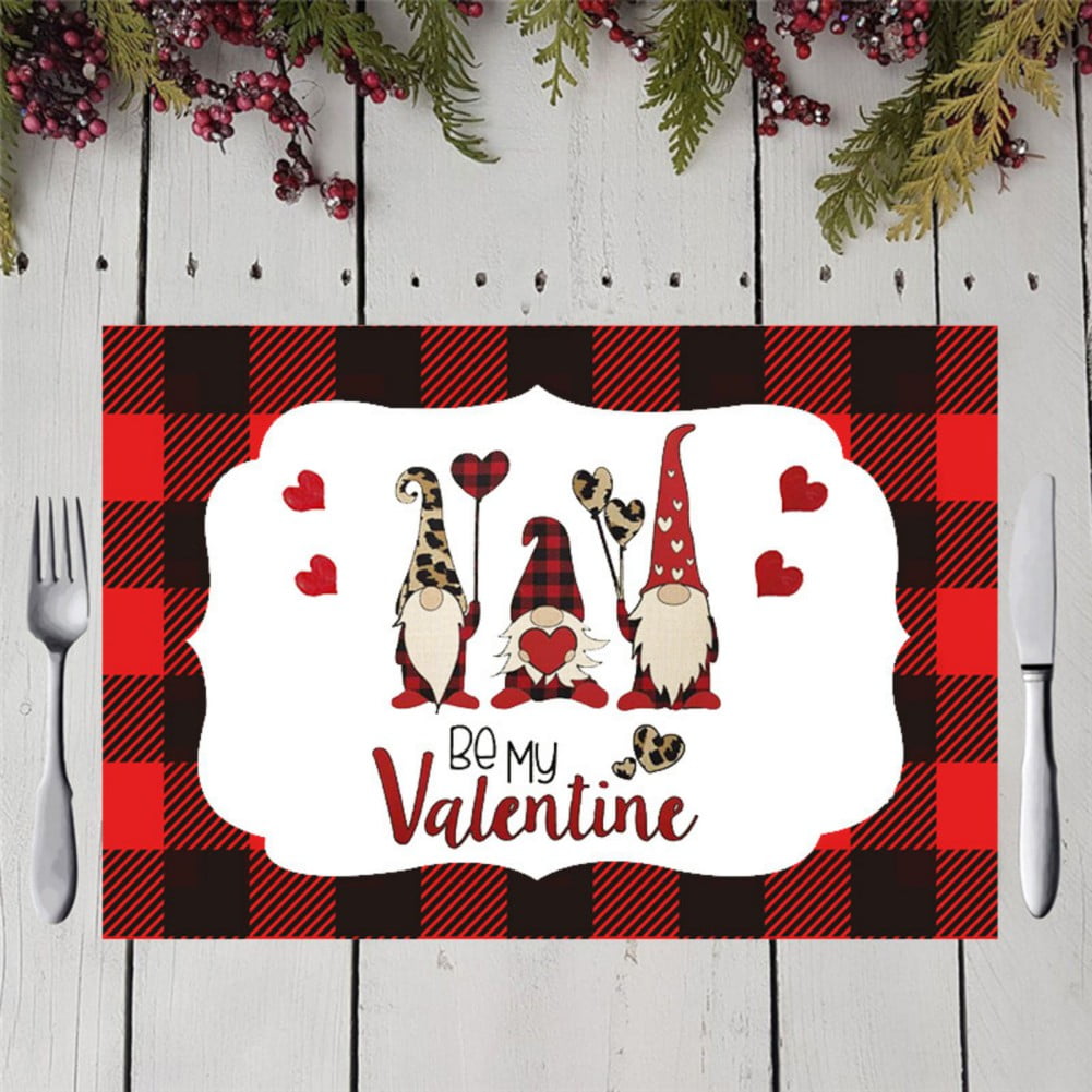 Valentines Day Placemats-Valentines Day Placemats Set of 4-Red Check ...