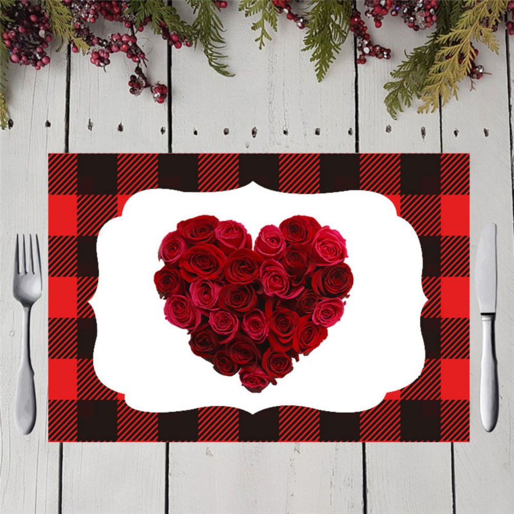Valentines Day Placemats-Valentines Day Placemats Set of 4-Red Check ...
