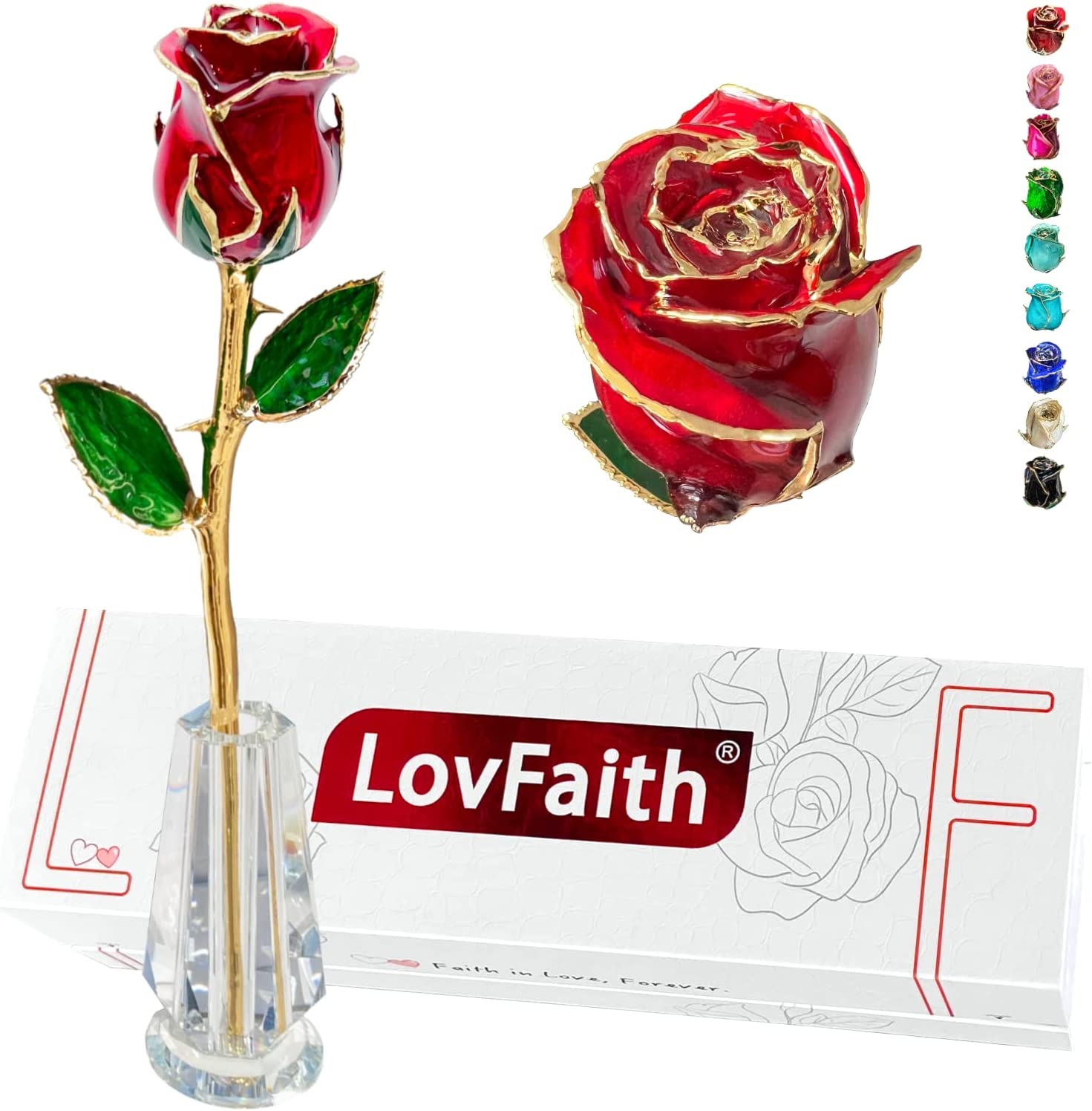 Valentines Day Real Rose Dipped 24K Gold with Crystal Stand, Best ...