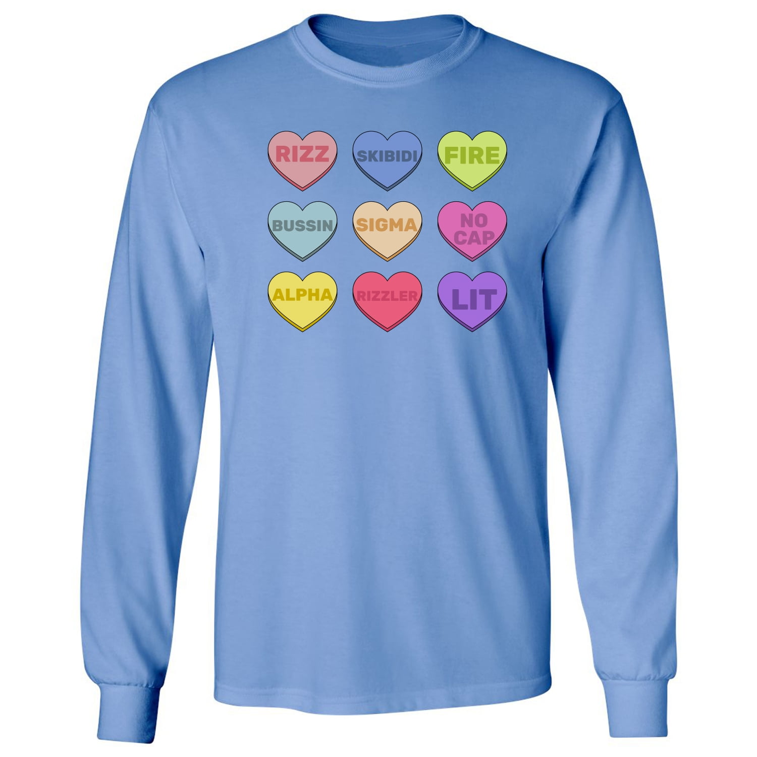 Valentines Day Rizz Sigma Hearts Tee - Gen Z Slang Long Sleeve T-Shirt ...