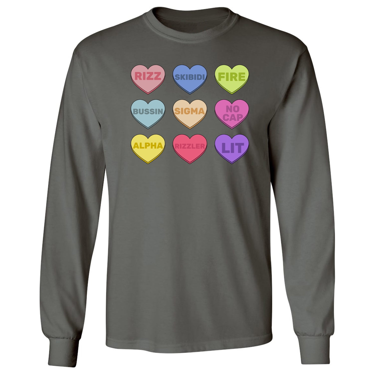 Valentines Day Rizz Sigma Hearts Tee - Gen Z Slang Long Sleeve T-Shirt ...