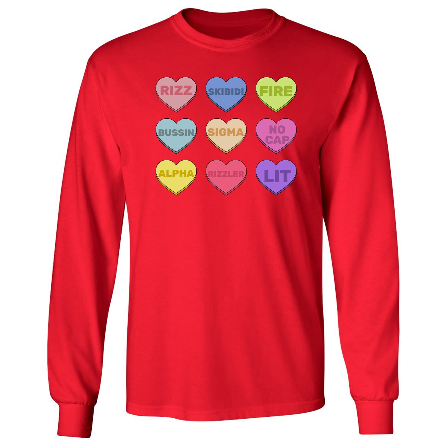 Valentines Day Rizz Sigma Hearts Tee - Gen Z Slang Long Sleeve T-Shirt ...