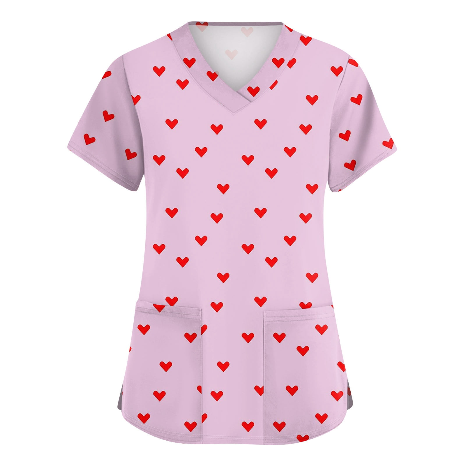 Valentines Day Scrubs Tops for Women Short Sleeve Graphtic Pink Red ...