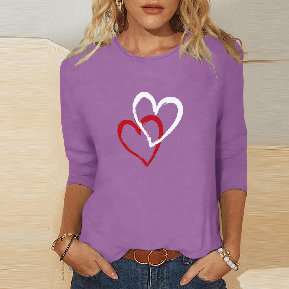 Valentines Day Shirts for Women Aesthetic Cute Love Heart Print T-Shirt ...