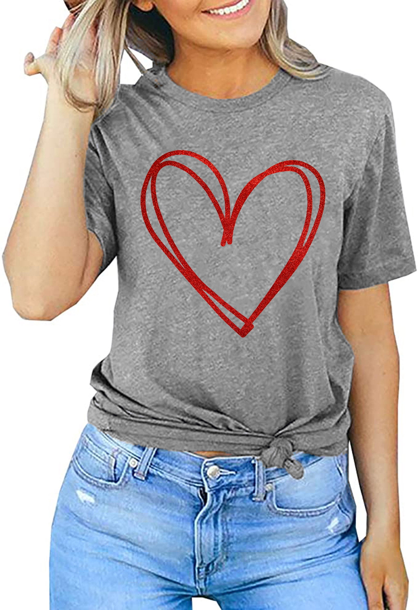 Valentines Day Shirts for Women Cute Love Heart Shirts Tee Tops Shirt ...