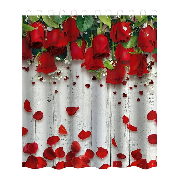 Valentines Day Shower Curtain for Bathroom Decor Romantic Couples ...