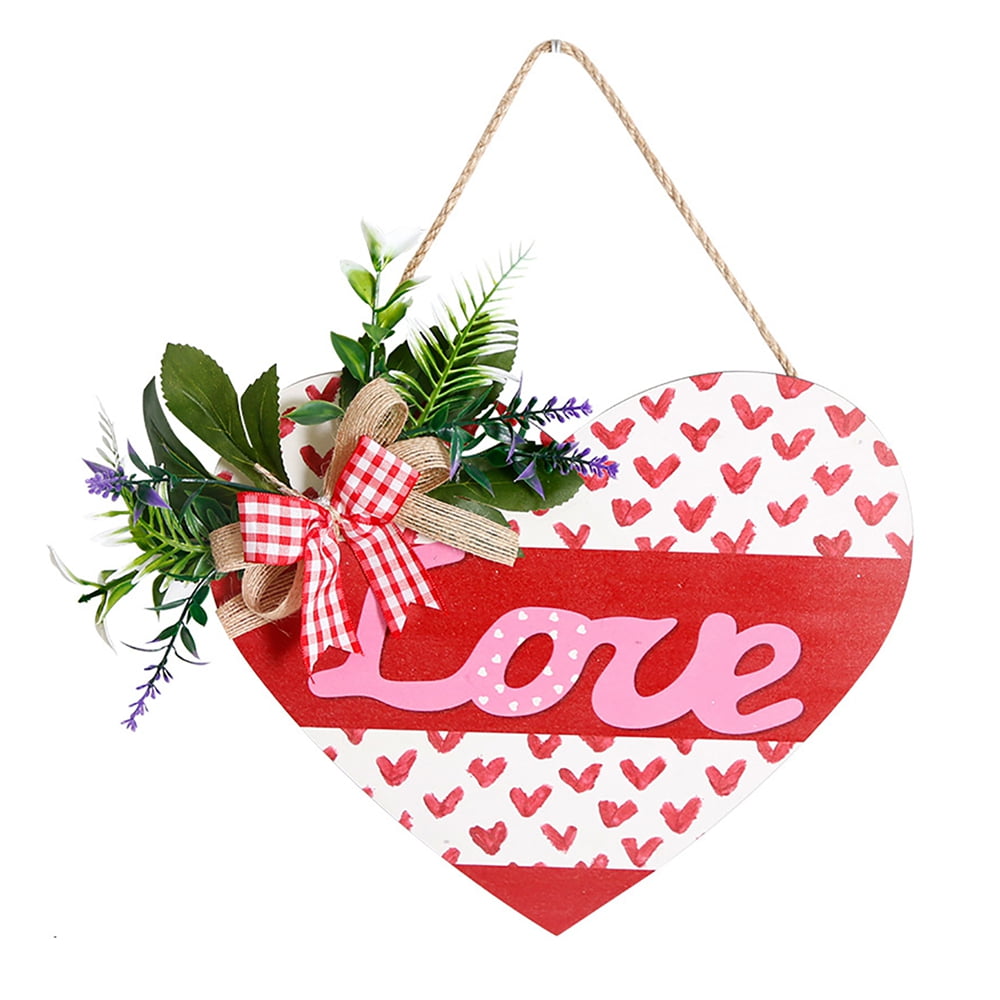 Valentines Day Sign Red Heart Wooden Sign Valentine Heart Wall Hanging ...