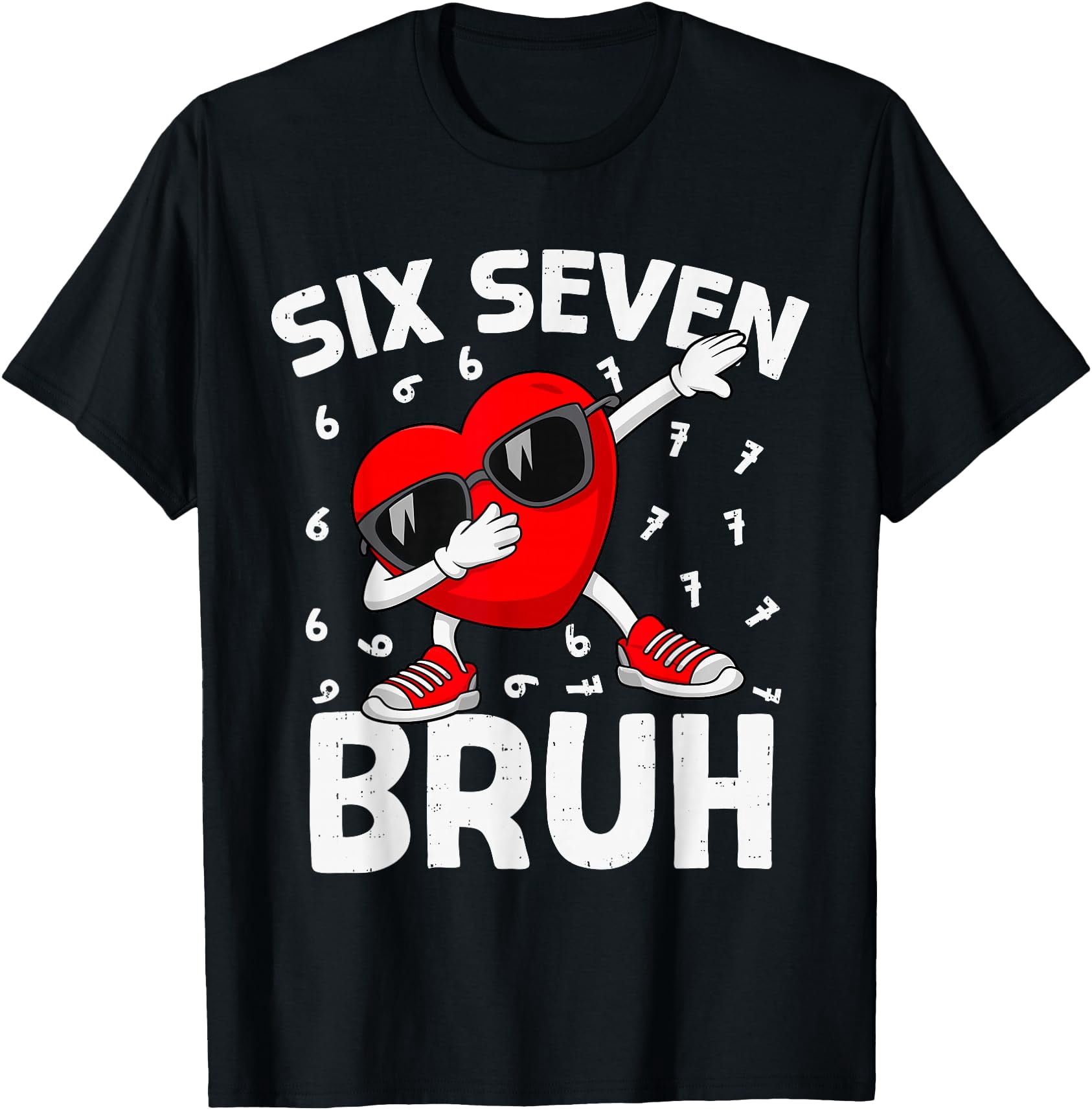 Valentines Day Six Seven Bruh 6 7 Meme Dab Heart Character Black ...