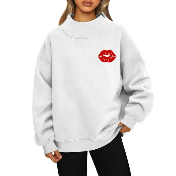 Valentines Day Sweatshirts for Women Crew Neck Lovely Heart Pullover ...