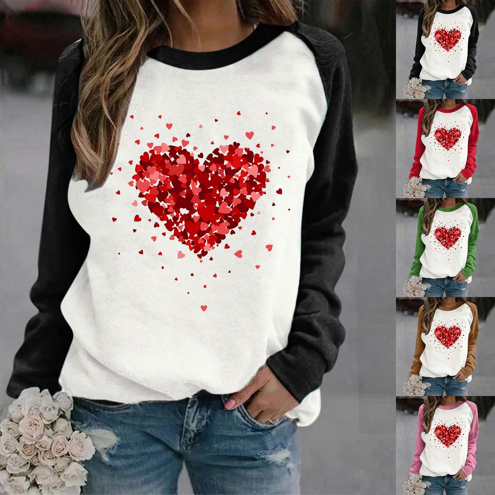 Valentines Day Sweatshirts for Women 2026 Funny Love Heart Graphic ...