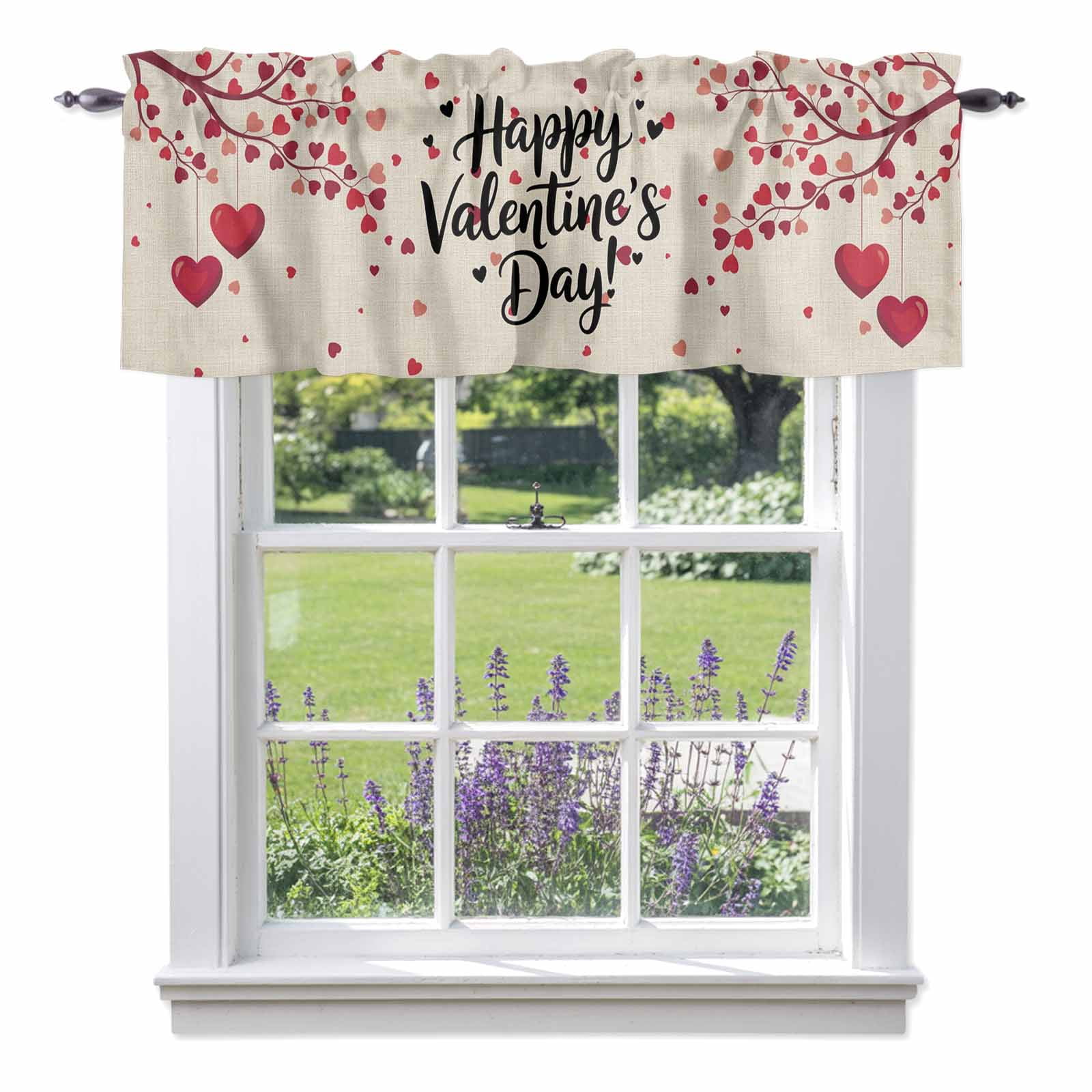 Valentines Day Valances for Windows, Romantic Spring Red Pink Hanging ...