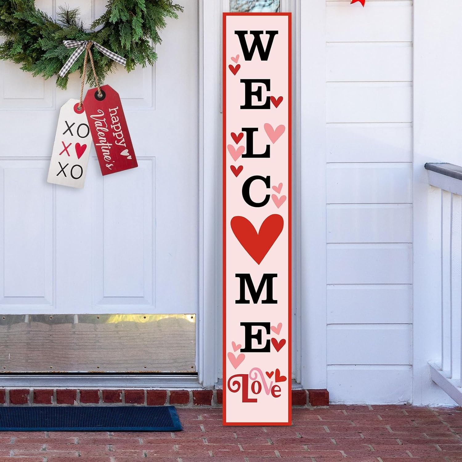 Valentines Day Welcome Sign For Front Door San Valentine Porch Standing ...