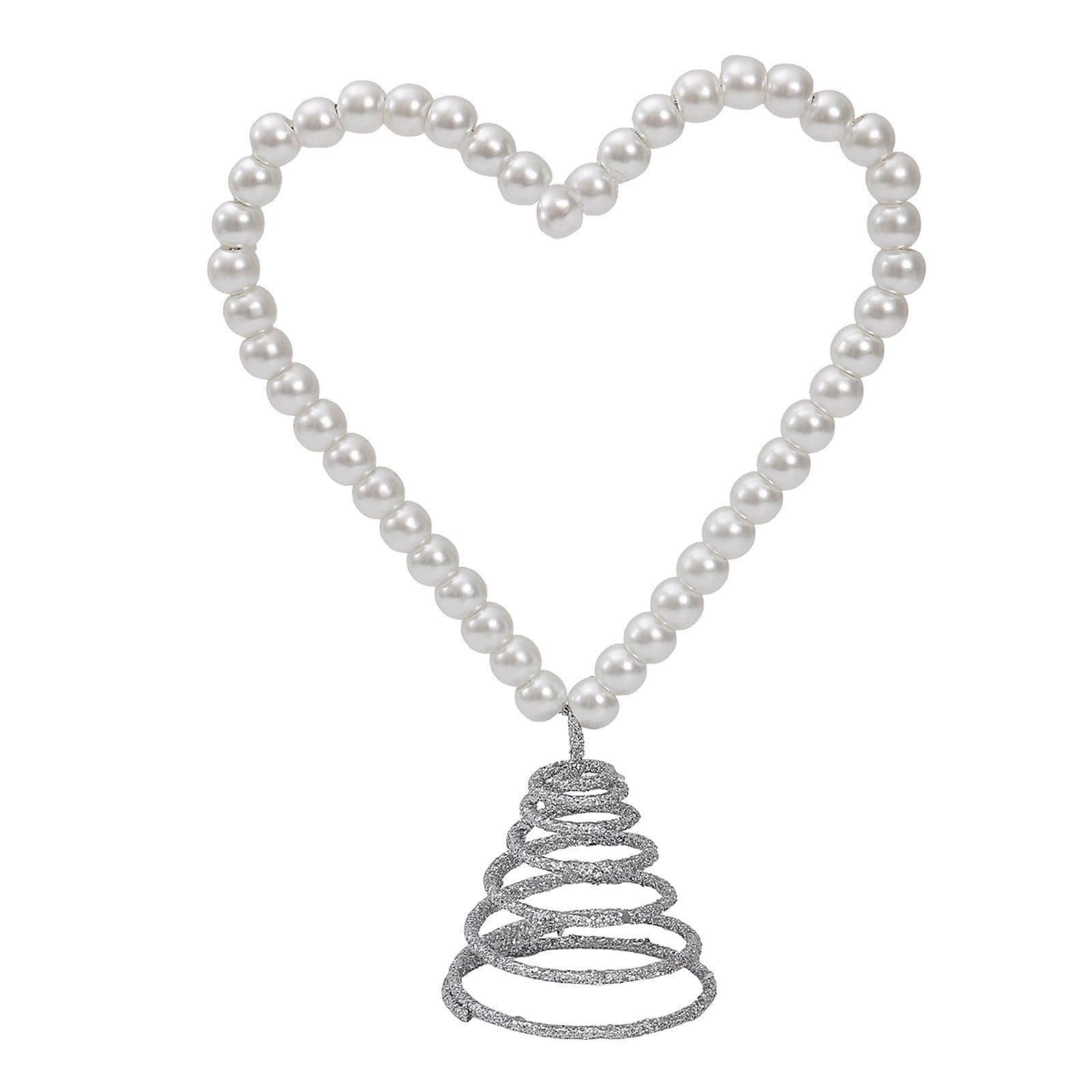 Valentines Day White Pearls Heart Shaped Spring Tree Top Decoration ...